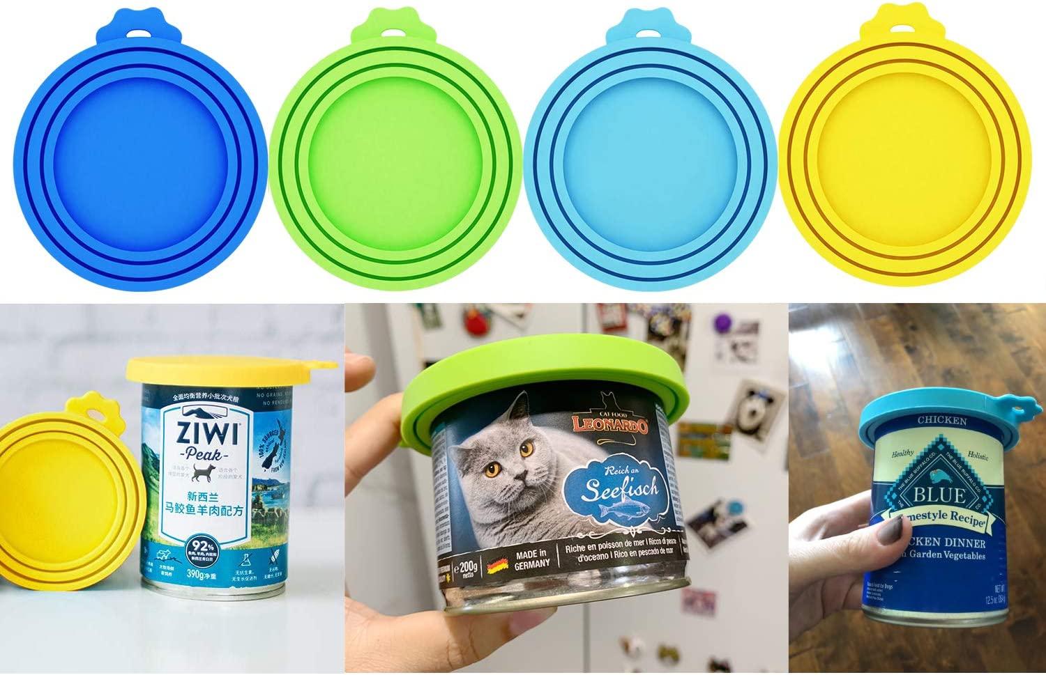 Comtim Pet Food Can Lids - 5 Piece Set, Universal Silicone Covers for ...