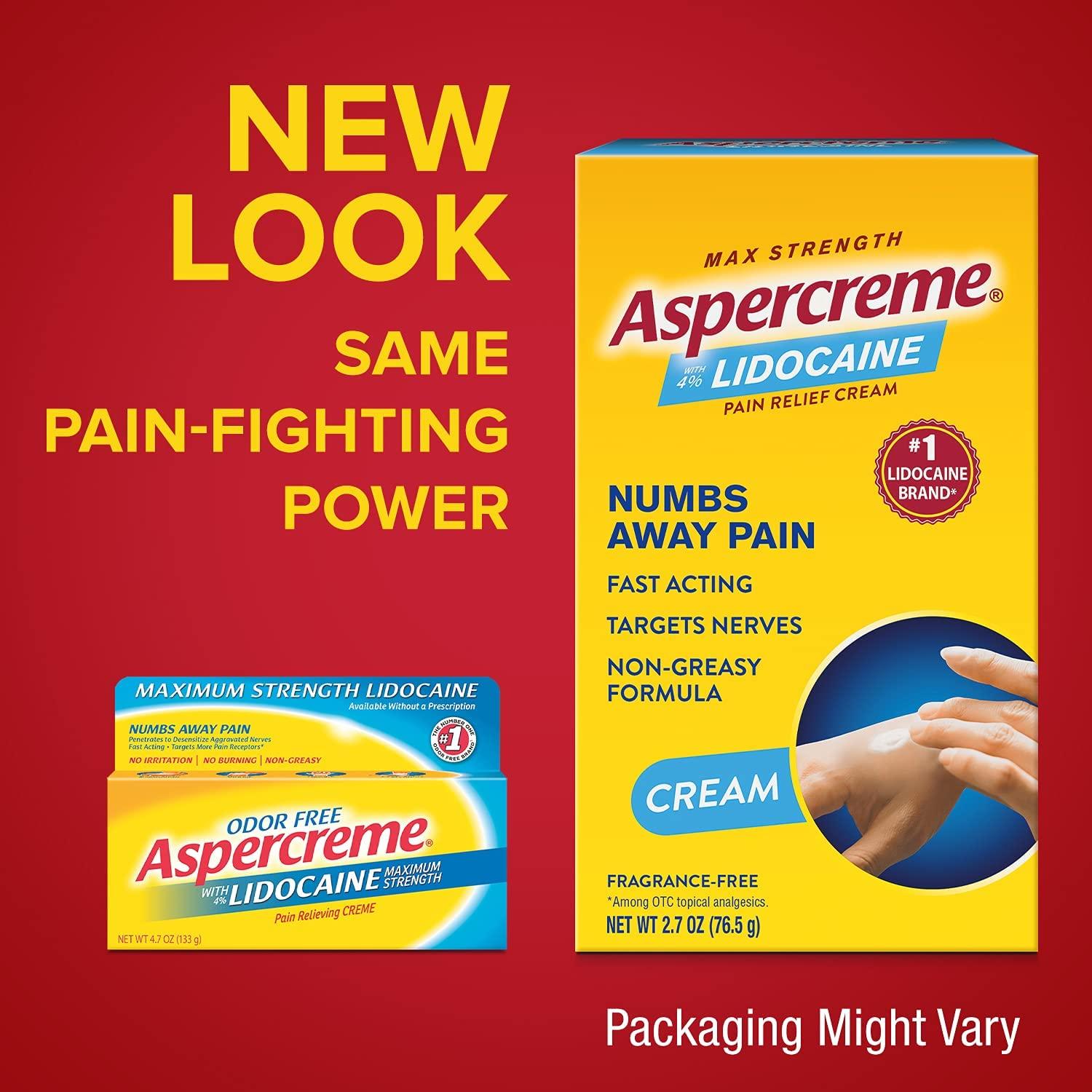 Aspercreme with Lidocaine Maximum Strength Pain Relief Cream 2.7 oz.: Fast-Acting Relief for ...