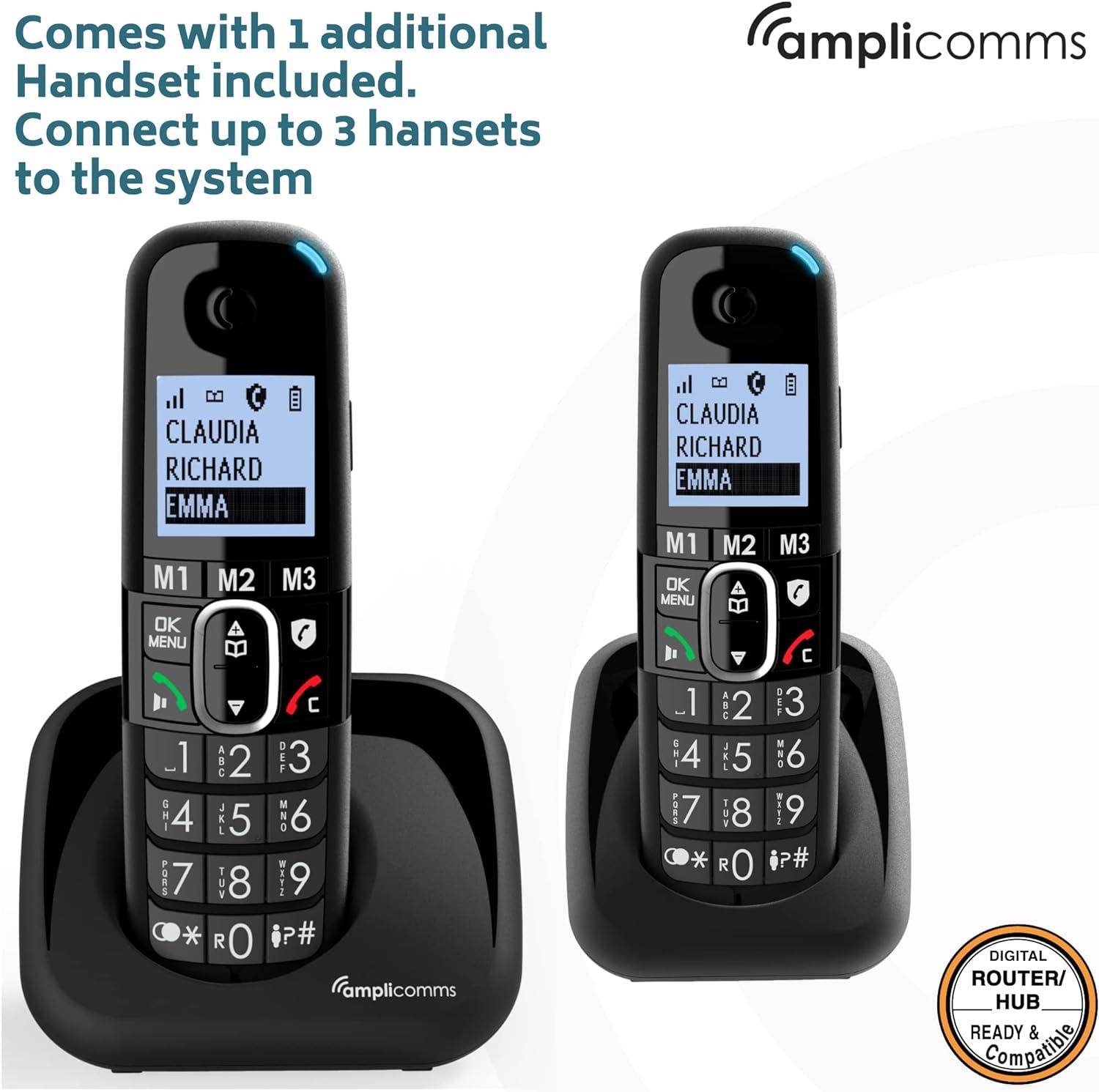 Amplicomms BigTel 1502 Cordless Big Button Phone for Seniors - Hearing ...