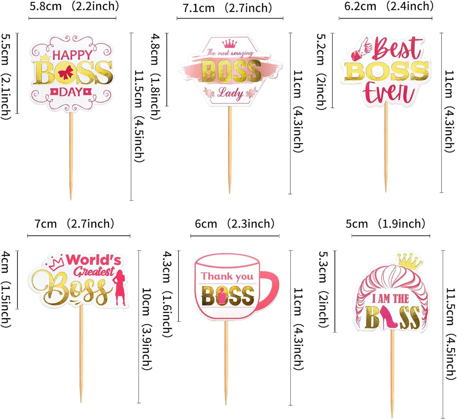 Blumomon Pack of 24 Happy Boss Day Cupcake Toppers Blue Boss Day ...