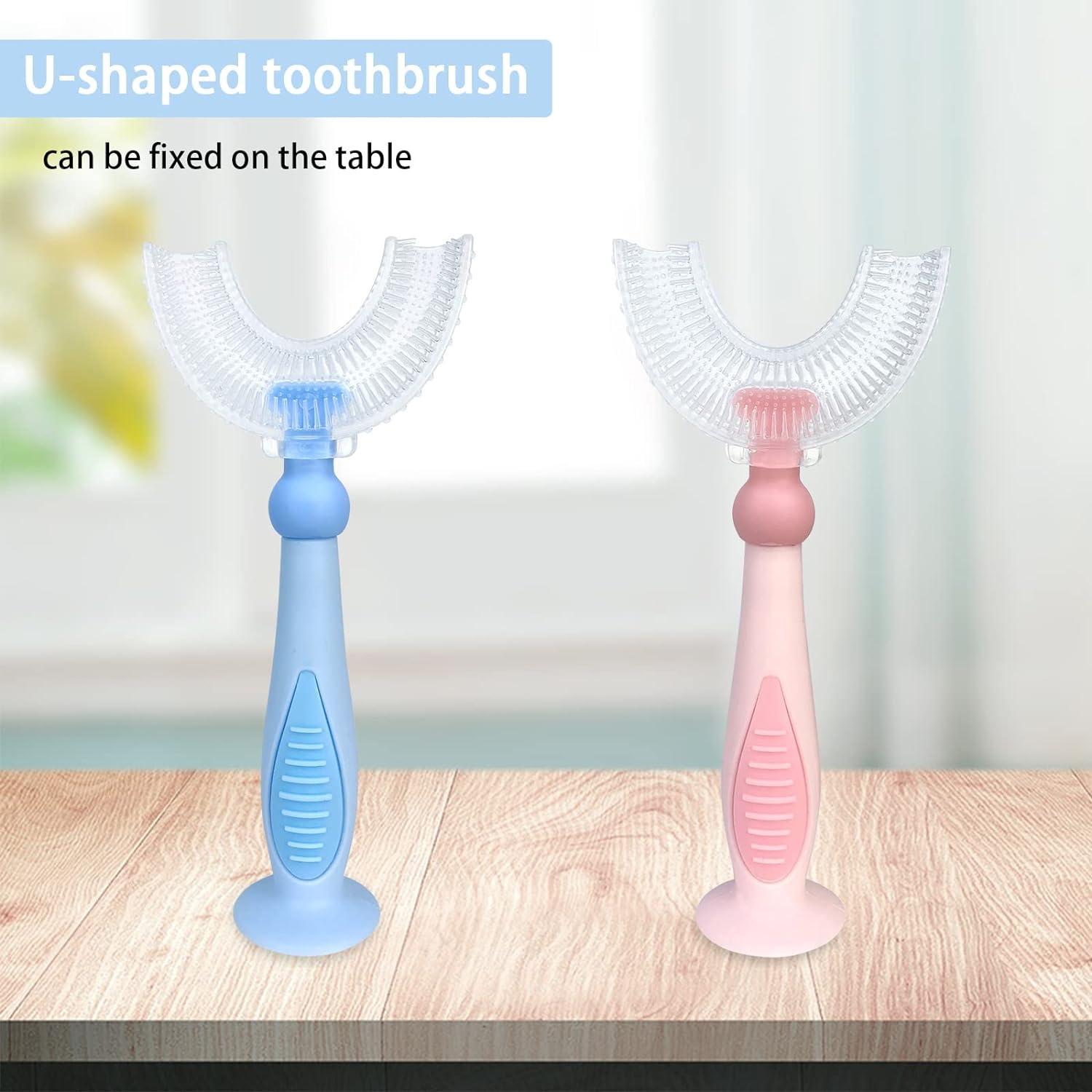 2 Pack Kids U-Shaped Silicone Toothbrushes for Toddlers (Age 2-6 ...