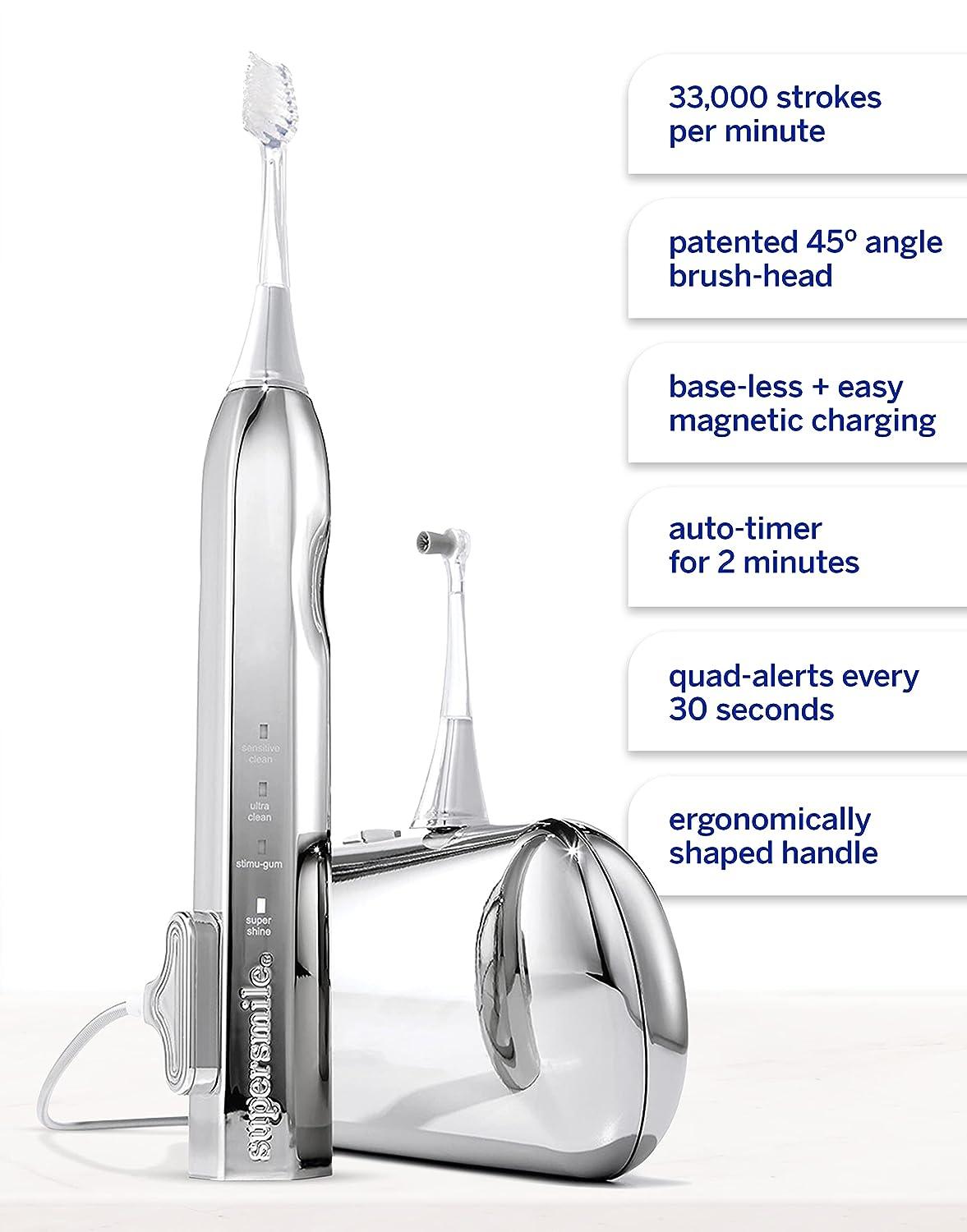 Supersmile Zina45 Deluxe Sonic Pulse Electric Toothbrush - Silver ...