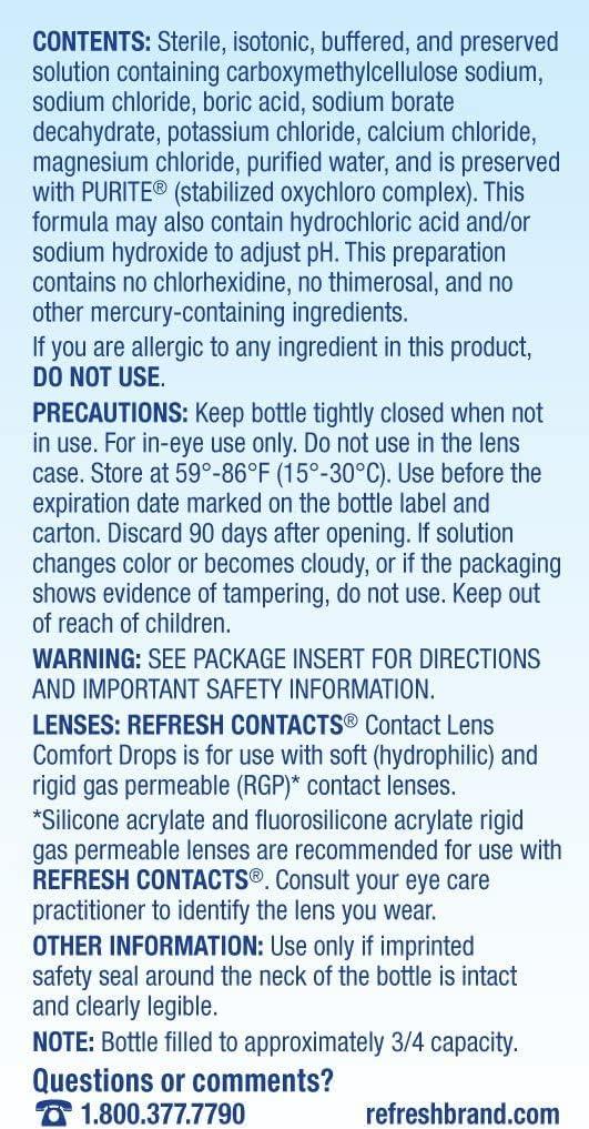 Refresh Contacts Contact Lens Comfort Drops 0.4 fl oz (12mL) - Sterile ...
