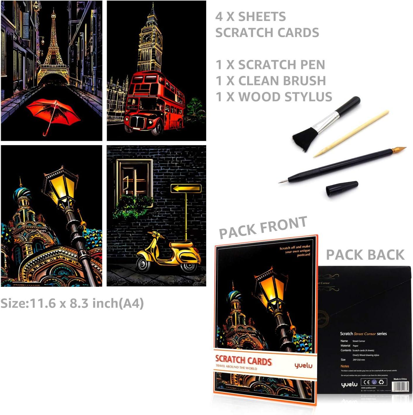 Rainbow Scratch Art Paper Set | A4 Size for Kids & Adults | Night View ...