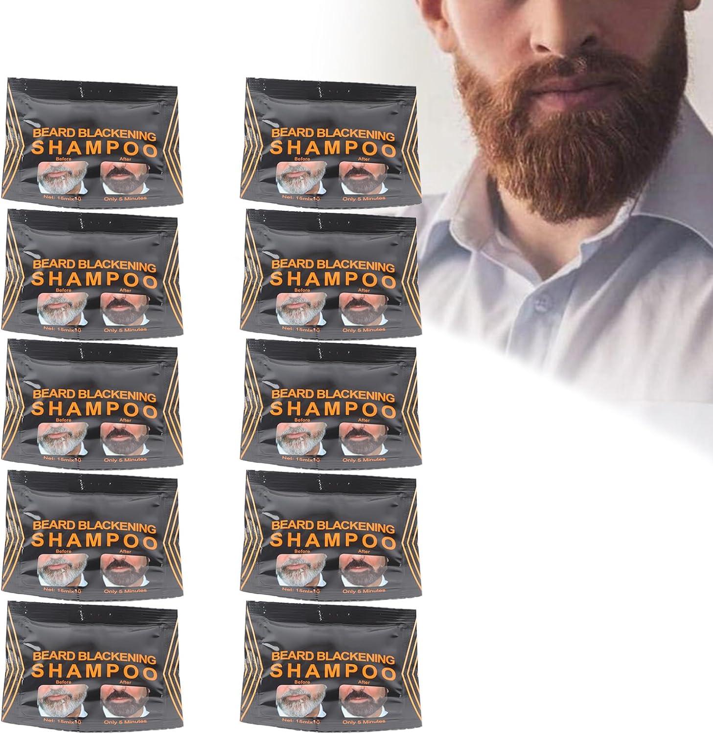 Black Beard Hair & Beard Shampoo Dye - Natural Blackening Essence for ...