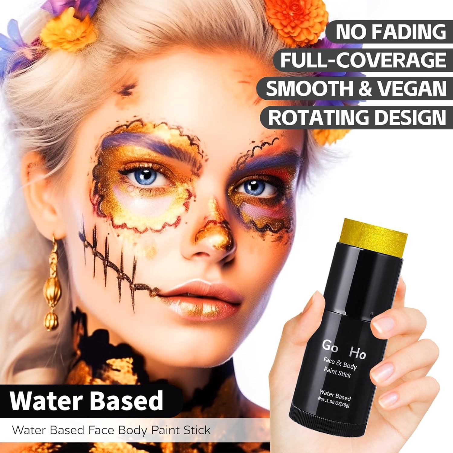 Go Ho Metallic Gold Face Paint Stick - 1.06 Oz, Washable & Non-toxic ...