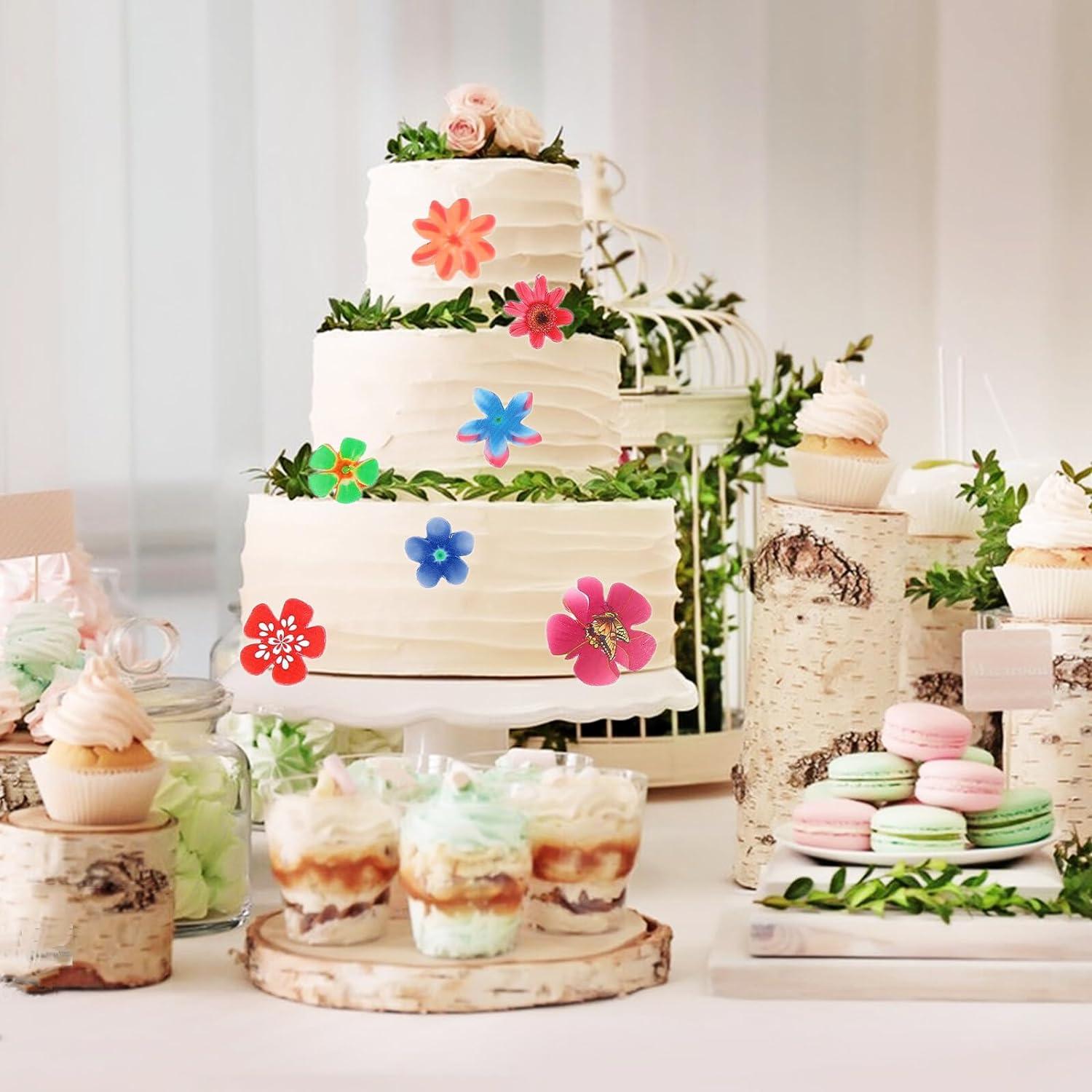 Edible Flowers Cake Toppers Asudaro Multicolour Edible Cake Decorations ...