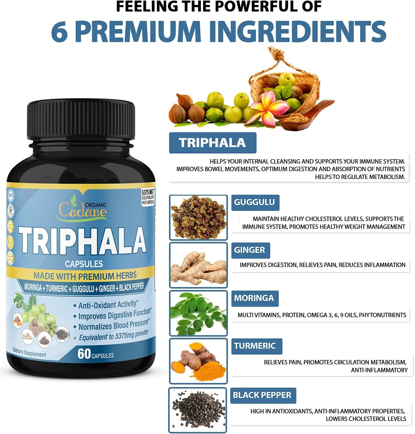 Organic Triphala Extract Capsules with Turmeric, Guggulu, Ginger & More ...