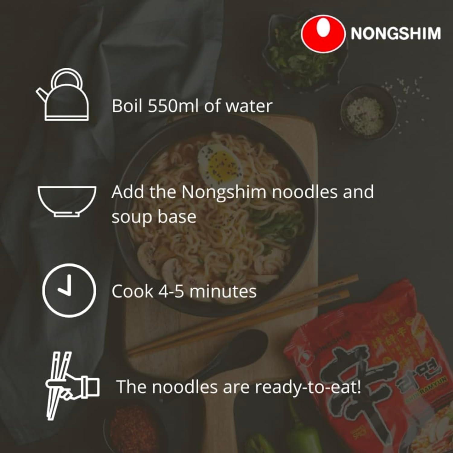 Nongshim Shin Ramyun Noodle Spicy Korean Ramen Noodles (Soon Veggie ...