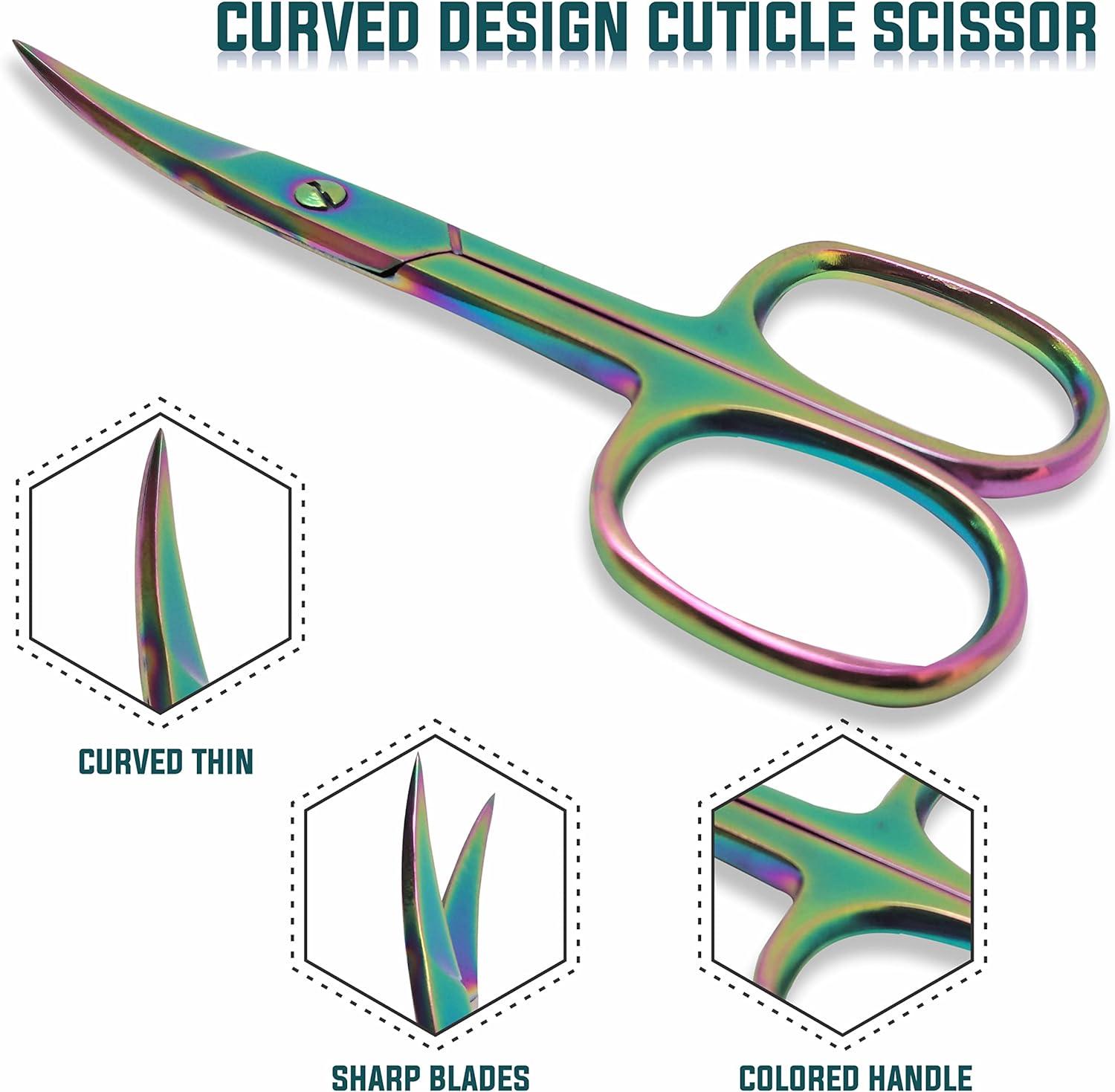 INSTEX Professional Cuticle Nail Scissors & Files Set | Curved Steel ...