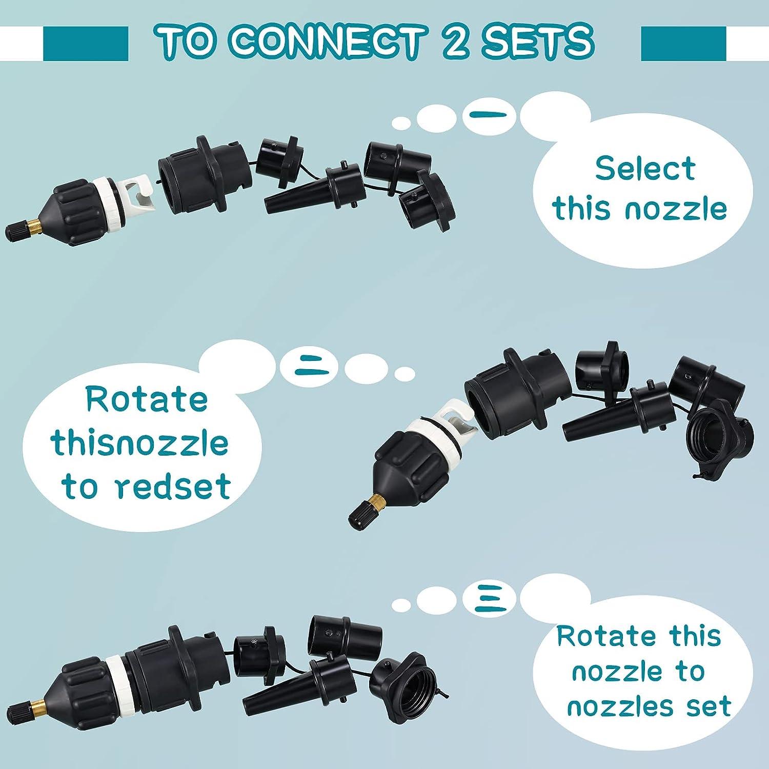 Treela Inflatable SUP Pump Adapter with 9 Air Valve Nozzles - Black/Red ...