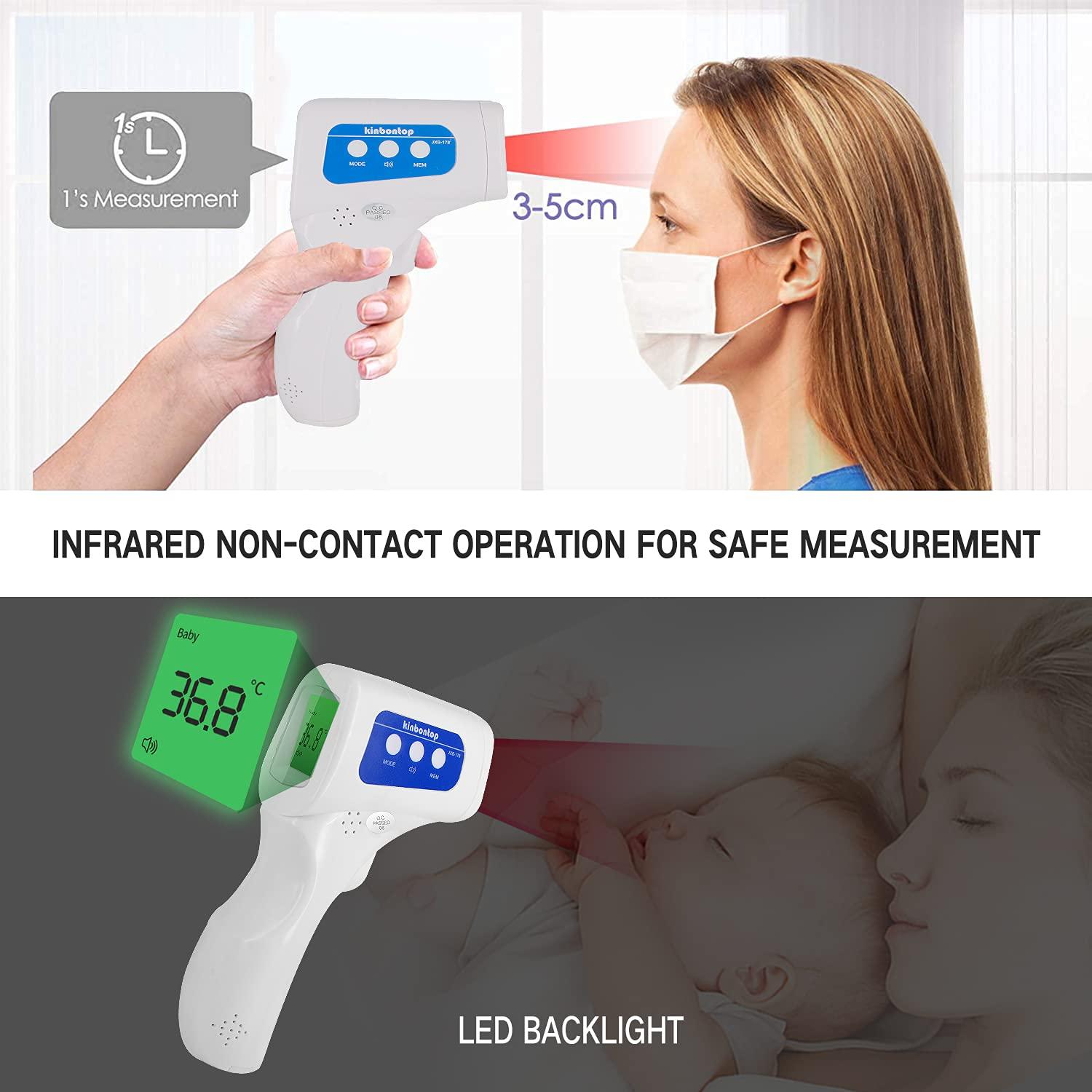 Kinbontop No-Touch Infrared Thermometer - High Temperature Alarm ...
