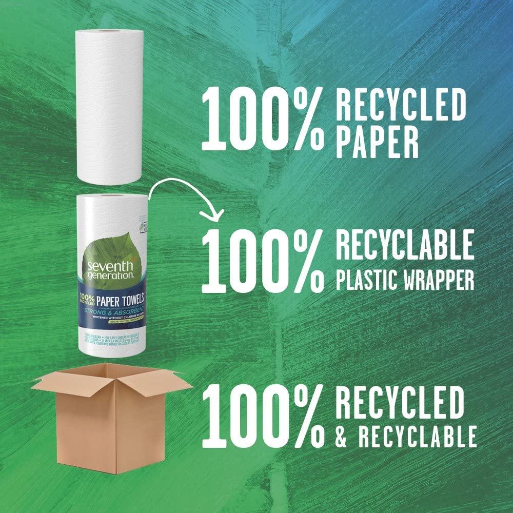 Seventh Generation 100% Recycled Paper Towels, 2-Ply, 24 Rolls - Eco ...