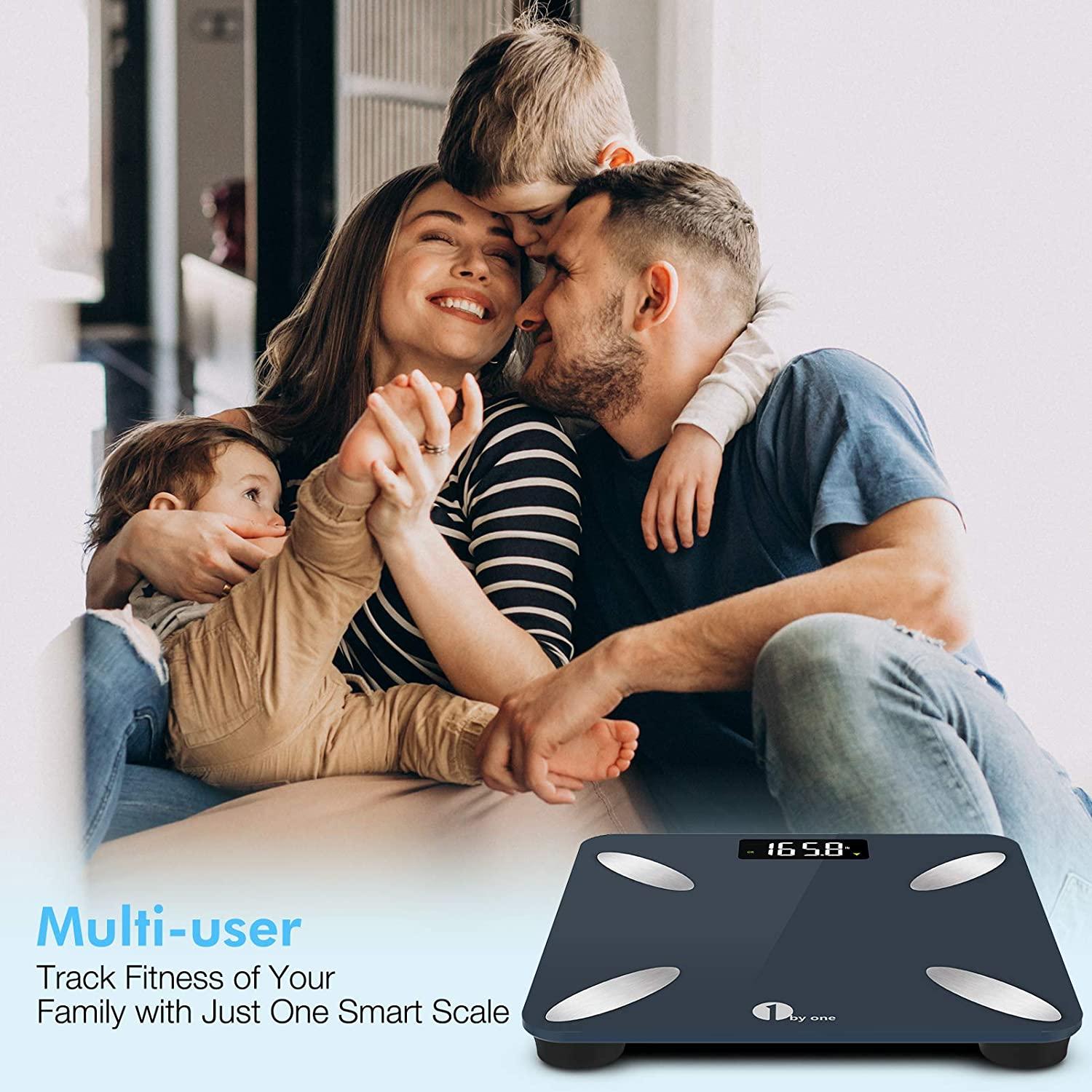 1 BY ONE Smart Body Fat Scale - Digital Bathroom Weight Scale with ...