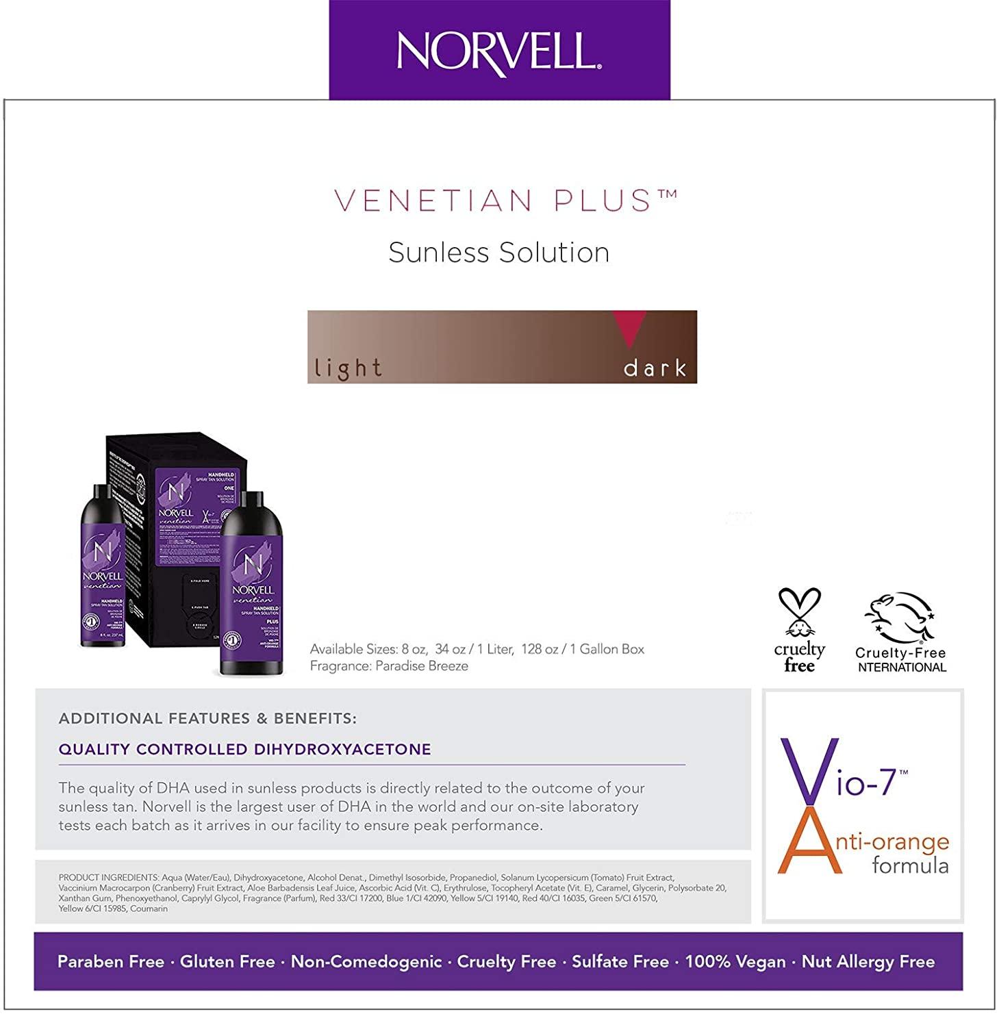 Norvell Venetian Plus Sunless Tanning Spray Tan Solution - 8 fl.oz ...