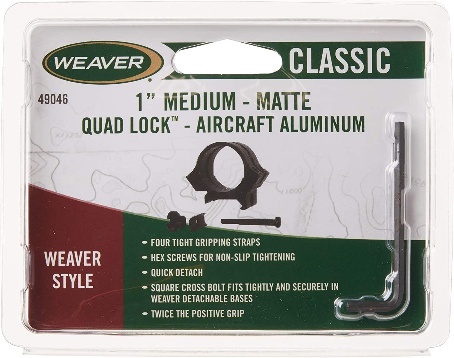 WEAVER Quad Lock 1-Inch Medium Detachable Rings - Matte Black | Shop ...