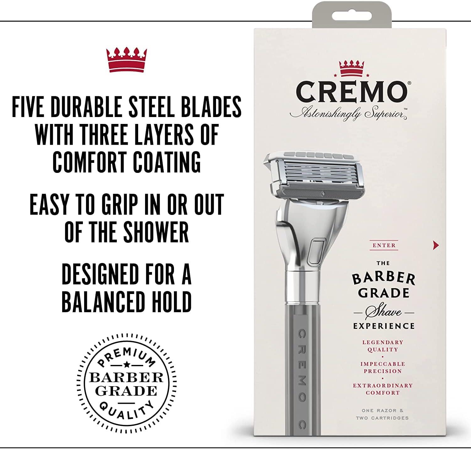 Cremo Barber Grade Men's Razor | Silver with Extra Refill Blade | Buy ...