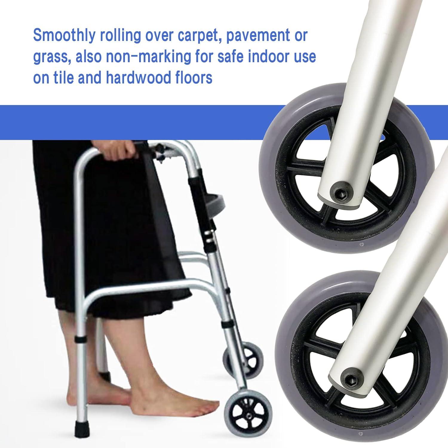 Walker Front Wheels Replacement Feet - Elderly & Disabled Folding ...