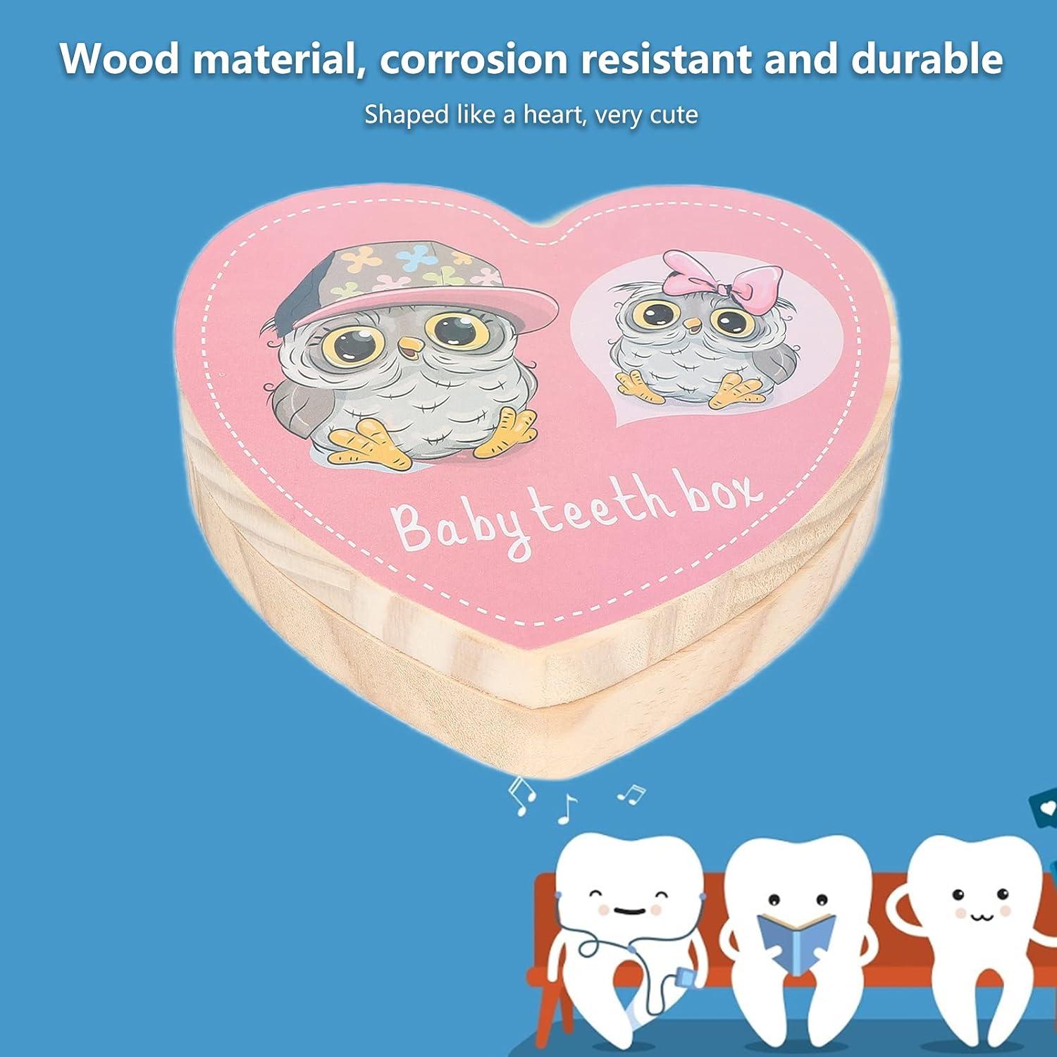 Baby Teeth Keepsake Organizer - Heart-shaped English Wooden Box with ...