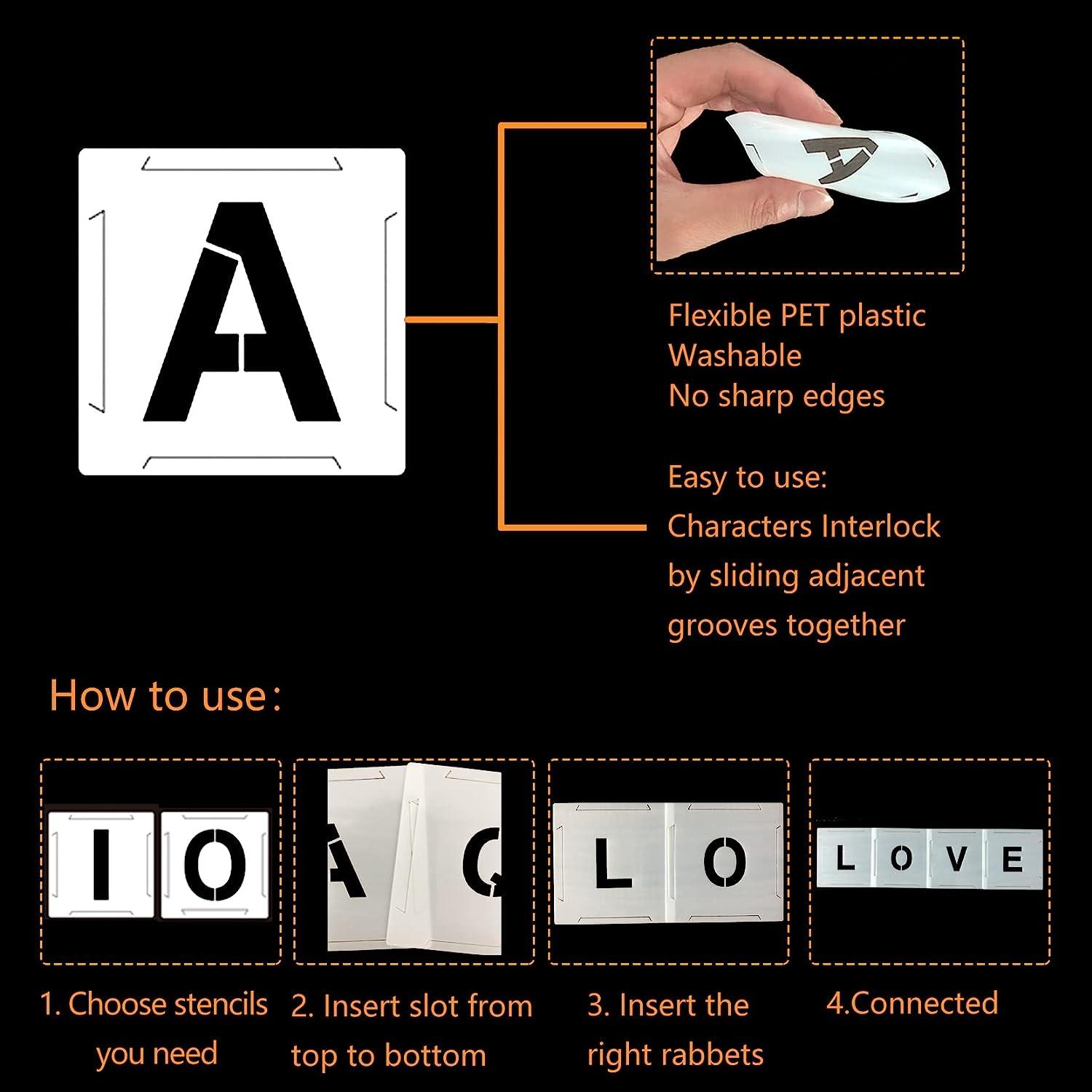 Mossdecal 62pcs 1 Inch Letter Stencils & Numbers - Small Reusable ...