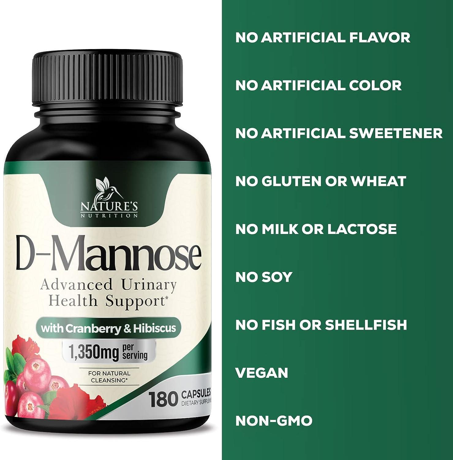 D-Mannose with Cranberry Extract 1350mg Complex - Urinary Tract Health ...