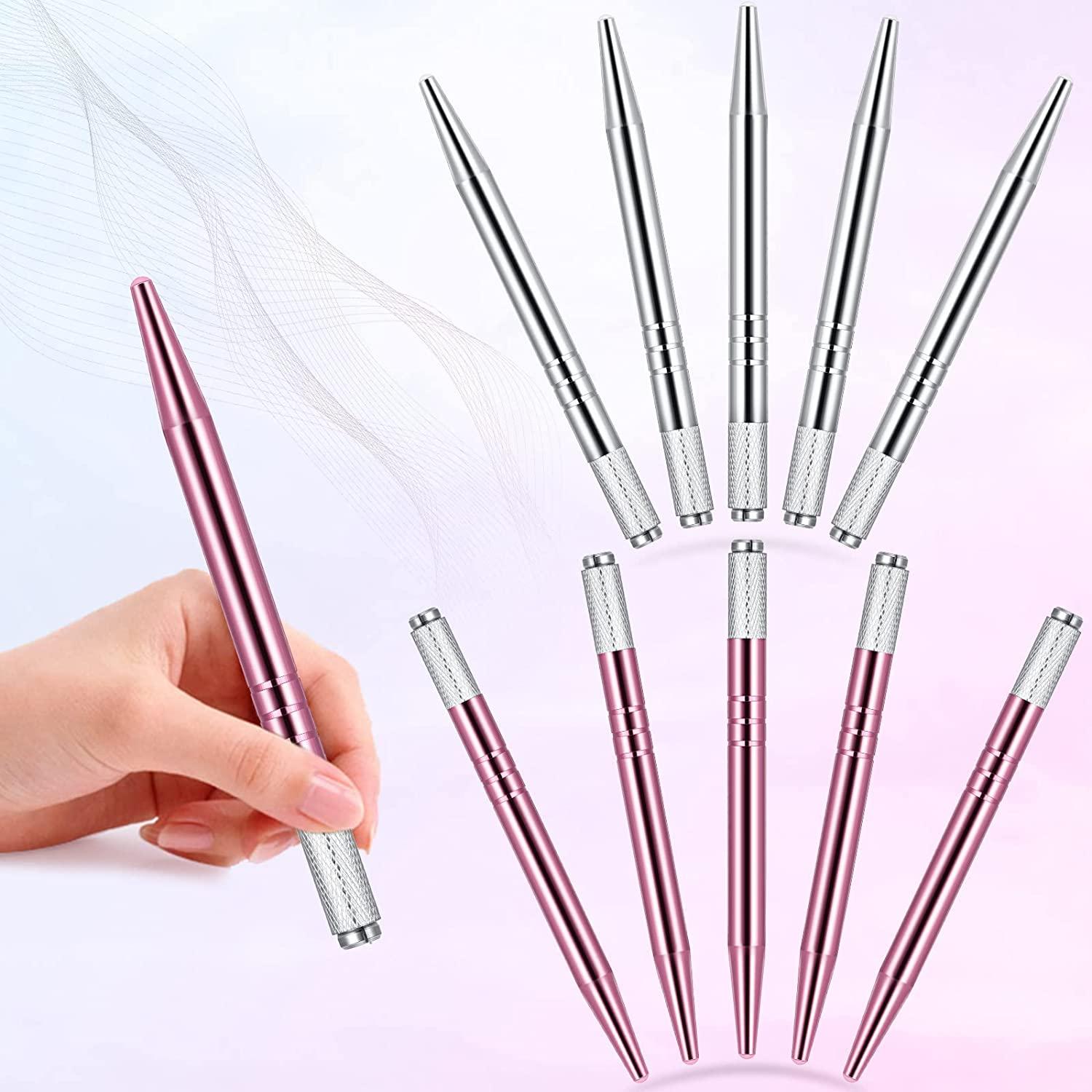 10-Piece Manual Microblading Pens Set for Eyebrows in Silver & Pink ...