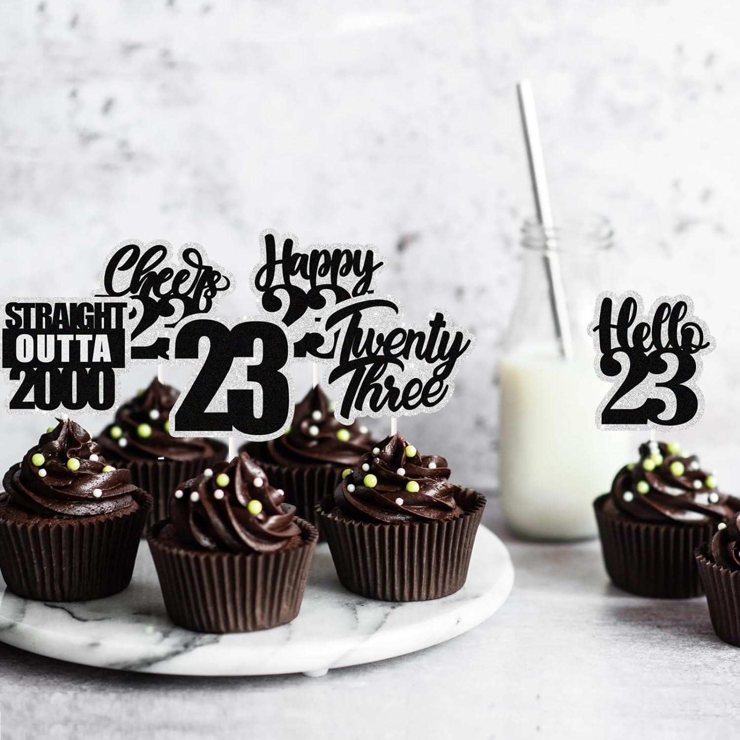 Happy 23rd Cupcake Topper 18pcs Straight Outta 2000 Cheer to 23 Years ...