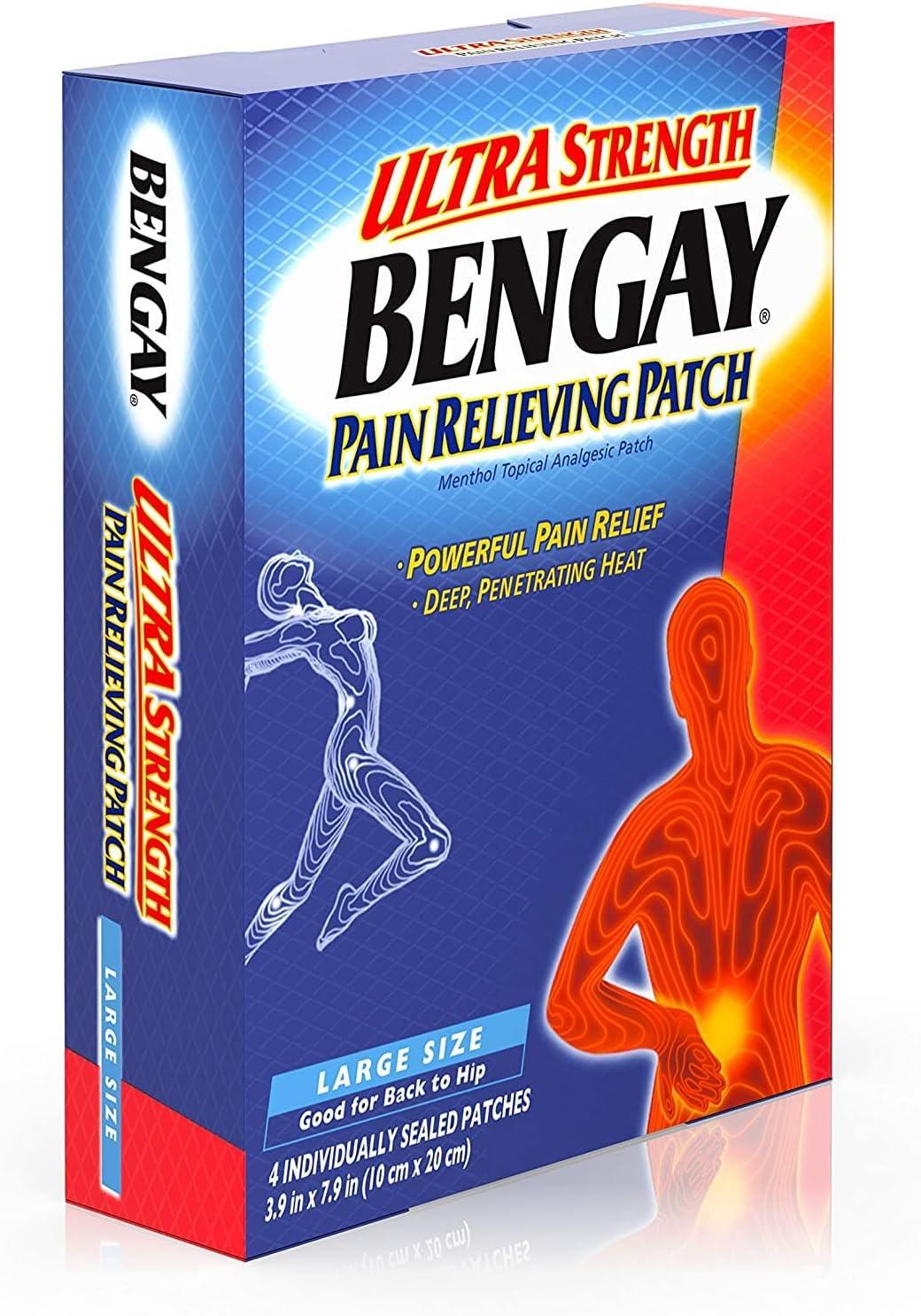 BENGAY Ultra Strength Pain Relieving Patches - Large Size 4 Each - Pack ...