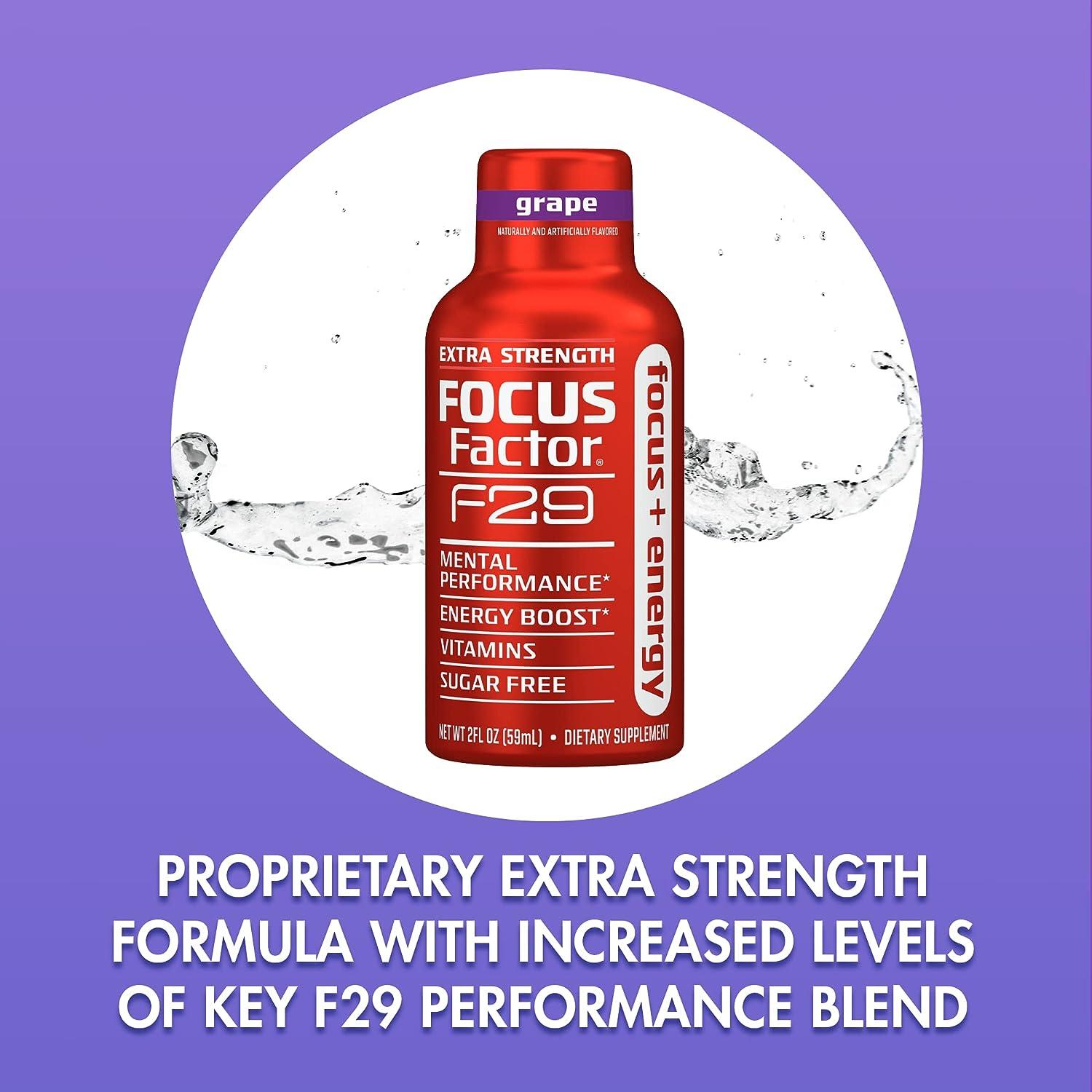 Focus Factor F29 Energy Shot 6-Pack Extra Strength Grape Sugar-Free ...