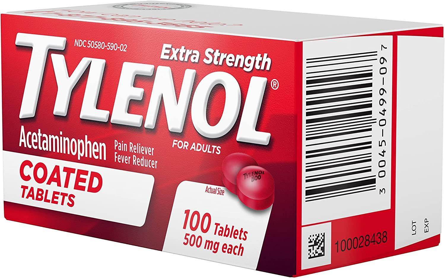 Tylenol Extra Strength Coated Tablets - Acetaminophen Pain Relief ...