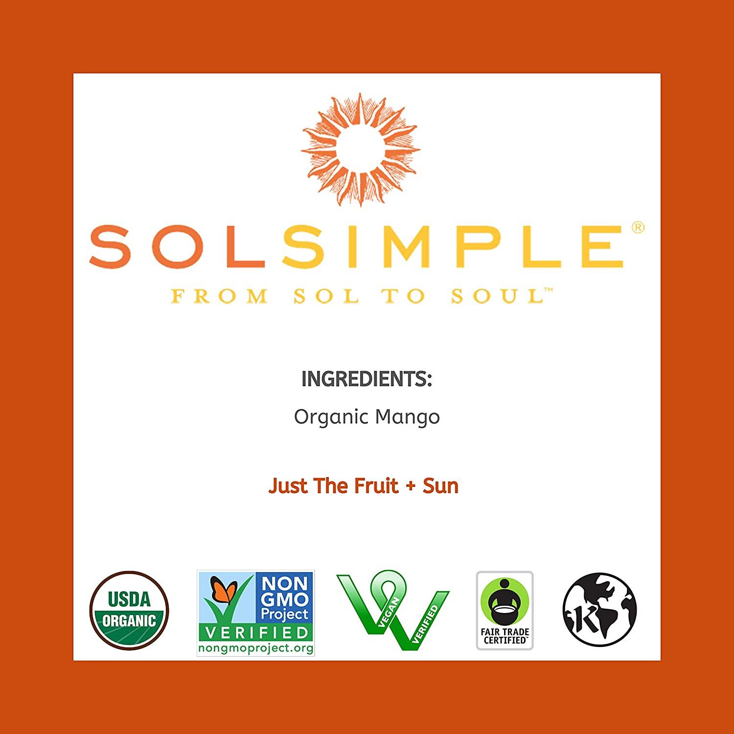 Sol Simple Solar Dried Mango Snack - USDA Organic, Non-GMO, Vegan ...