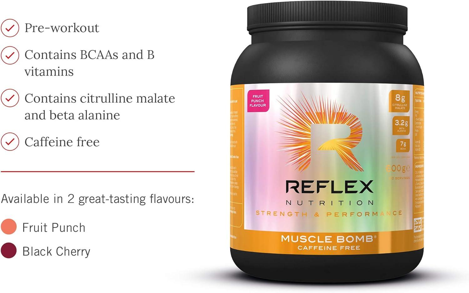 Reflex Nutrition Muscle Bomb Ultimate PRE-WORKOUT POWDER 7g BCAA's 2g L ...