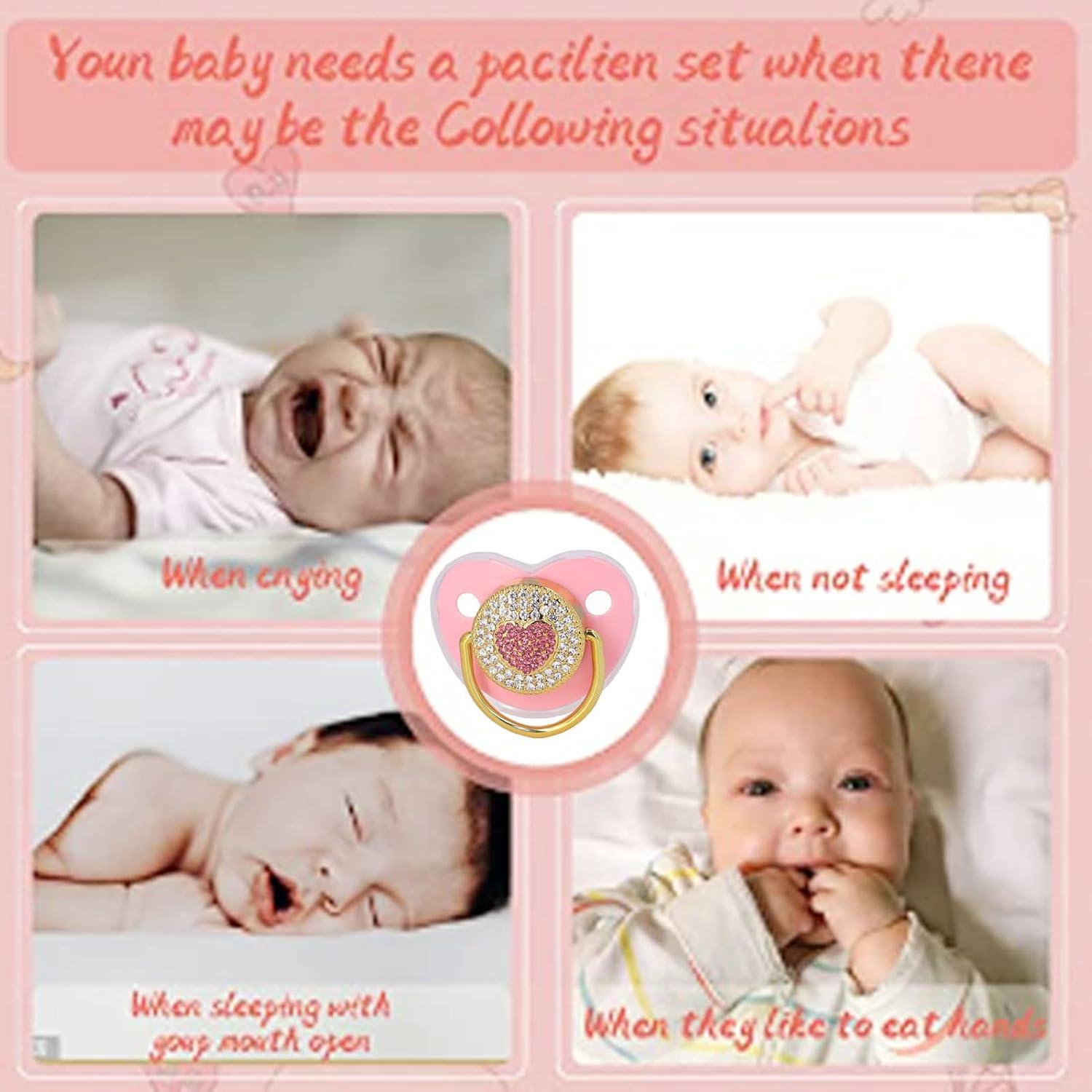 Bling Pacifier - Hygienic Silicone Baby Pacifier for Newborns - Pink ...