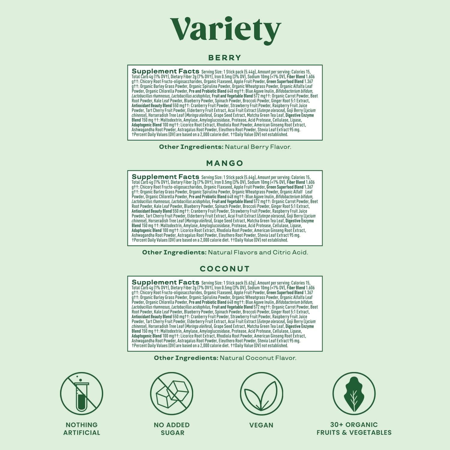 Bloom Nutrition Green Superfood Stick Packs - Organic Spirulina and ...