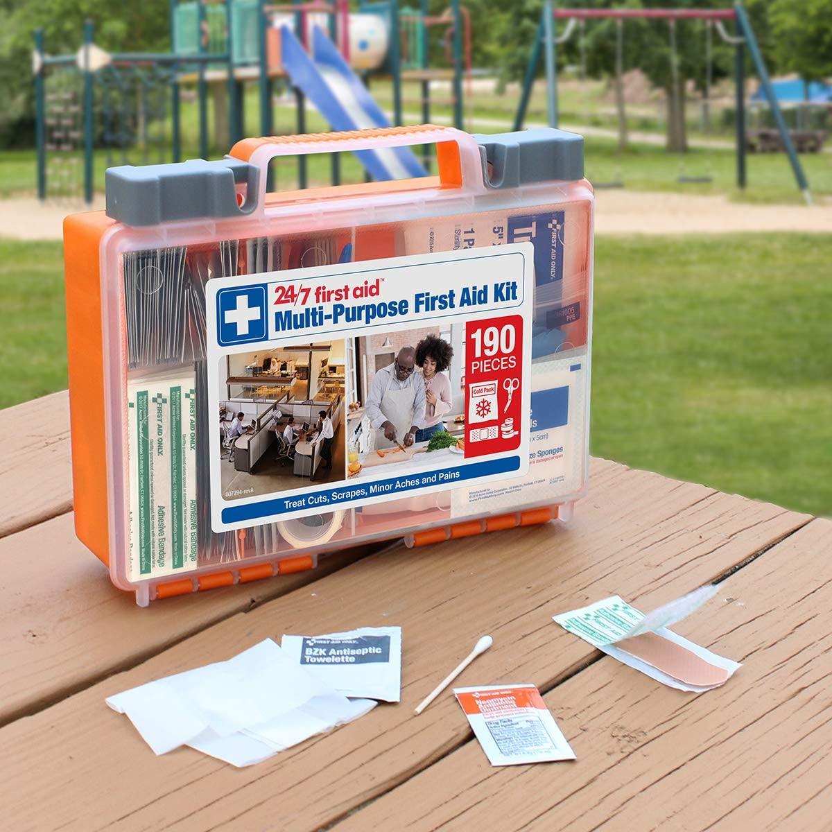 190 Piece First Aid Kit - Plastic Case | Essential Emergency Medical ...