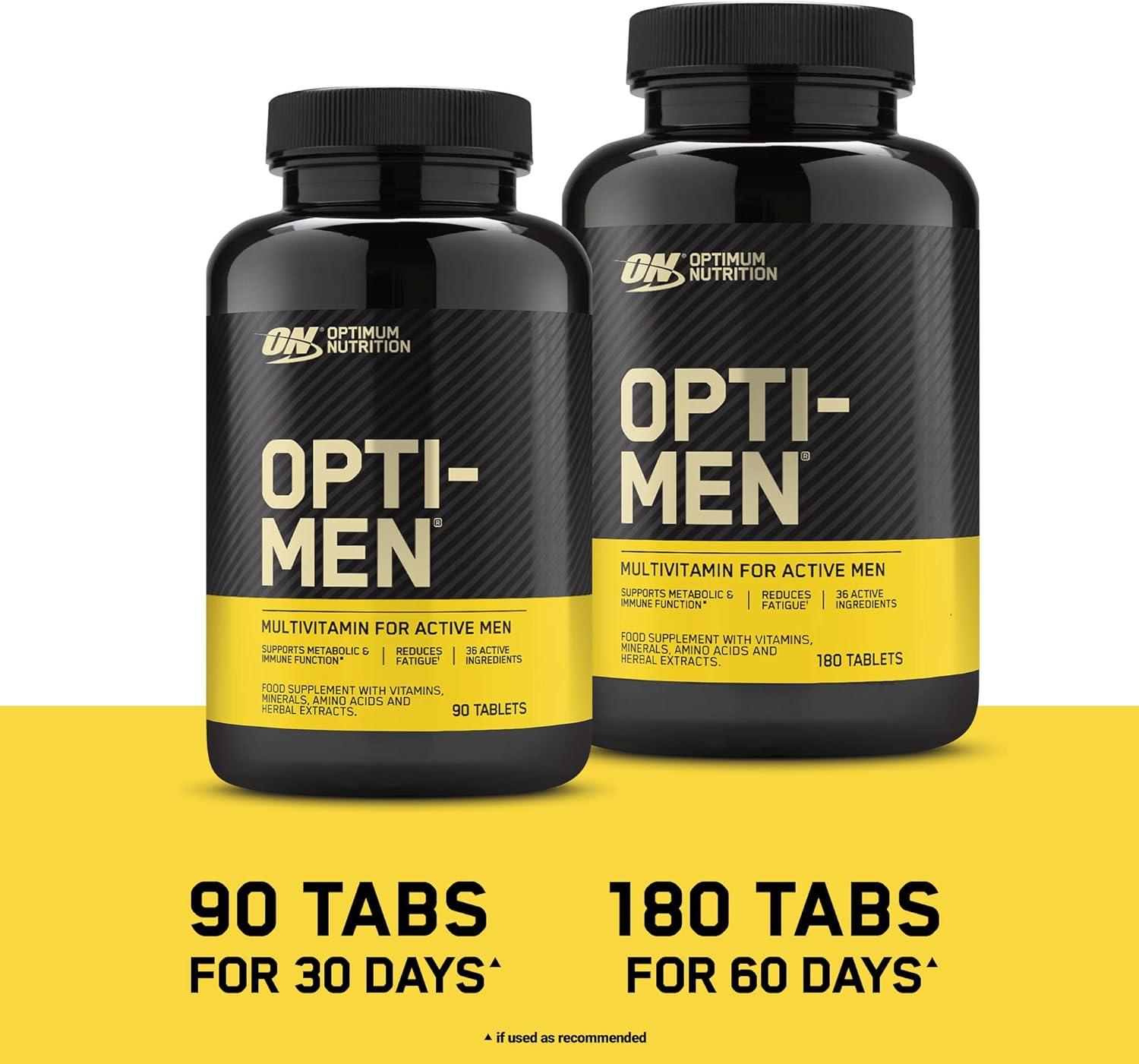 Optimum Nutrition Opti-Men Multivitamin for Men - 180 Capsules, Unflavoured | Vitamin D, C, B6 ...