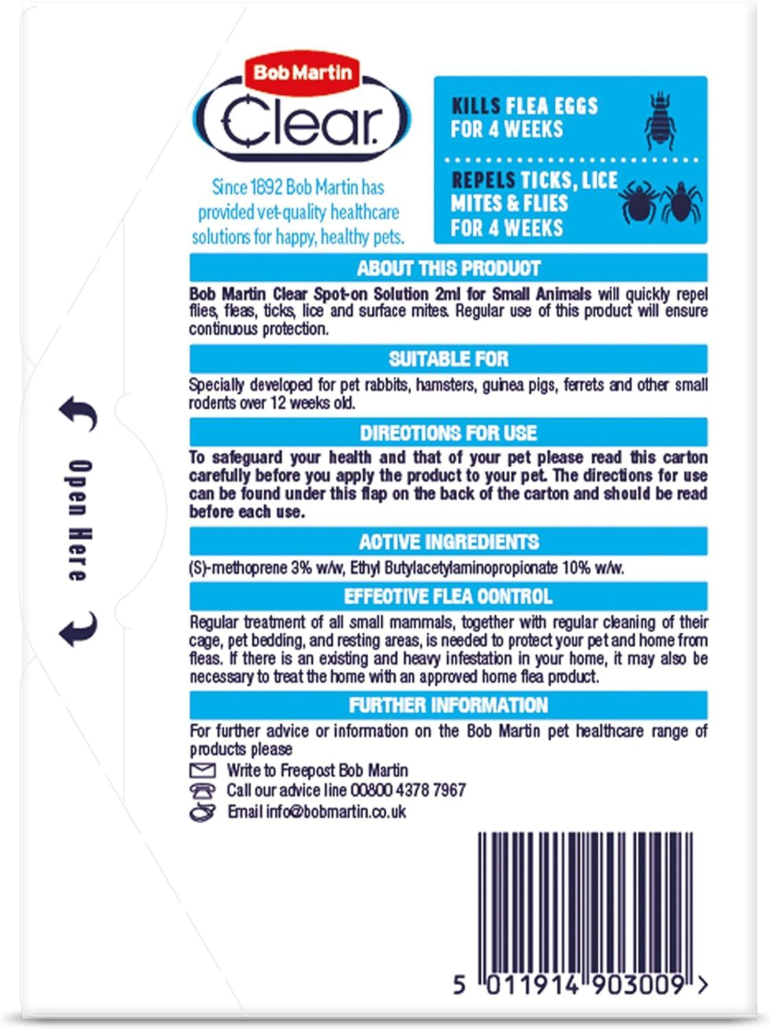 Bob Martin K0300 Clear Spot On Flea Treatment for Small Pets ...