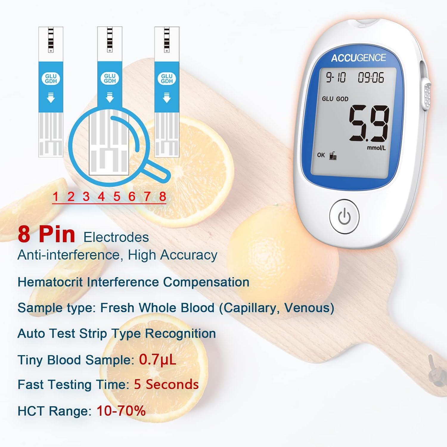 ACCUGENCE Home Blood Sugar Testing Kit - 3in1 Glucose Meter, 50 Strips ...
