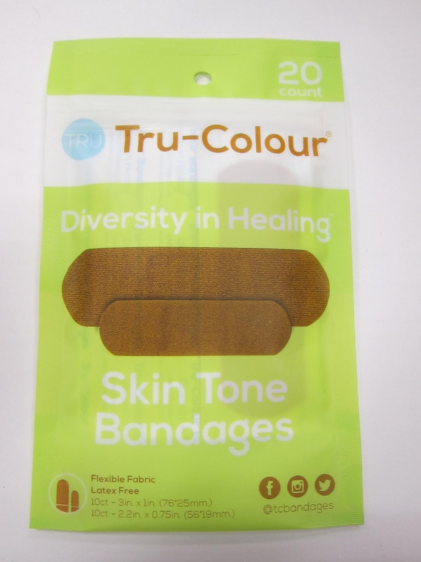 Tru-Colour Skin Tone Adhesive Fabric Bandages - Green 20 Count ...