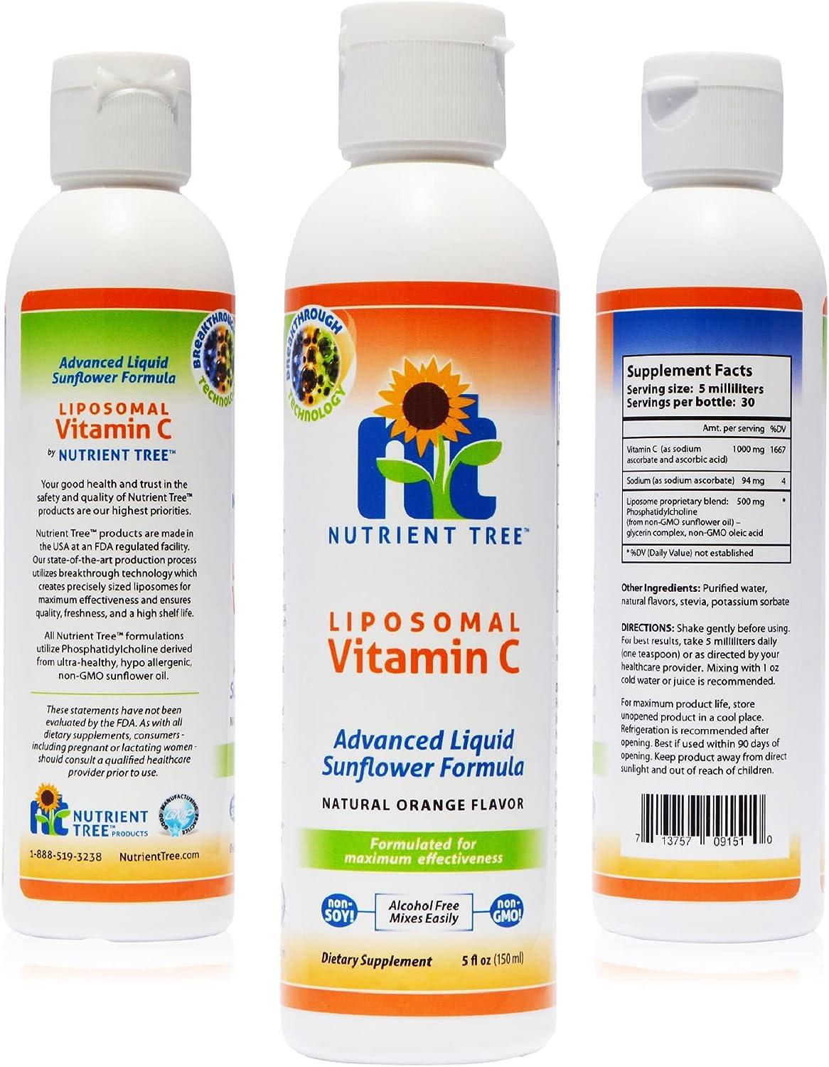 Nutrient Tree Liposomal Vitamin C - Alcohol Free, Non-Soy, Non-GMO ...