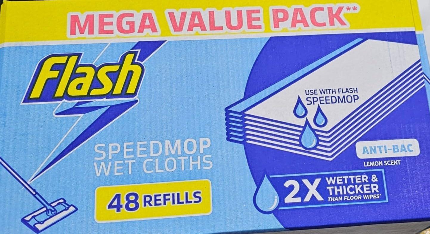Flash Speedmop Wet Cloths Lemon Multi-Surface Refills 2 x 24 Pack Boxed ...