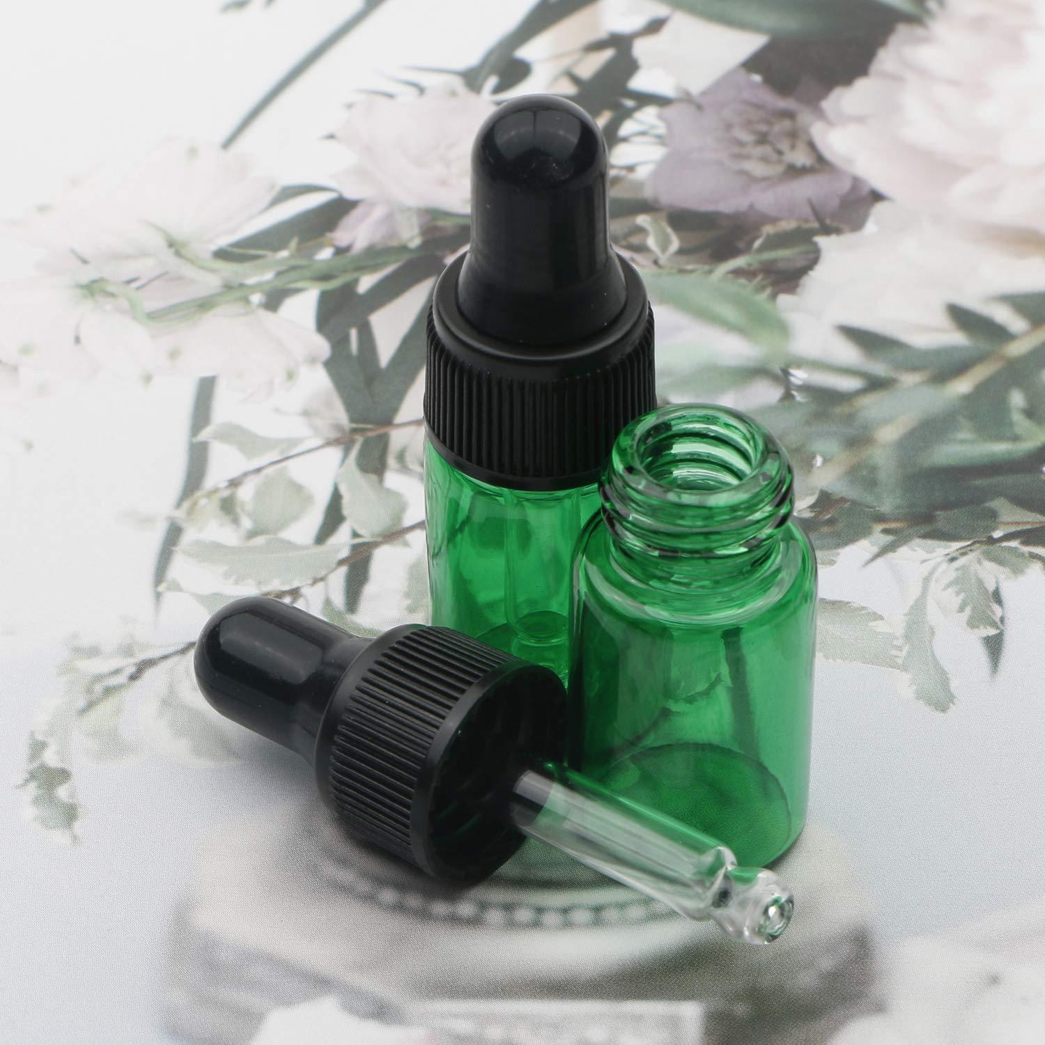 Unxuey 20 Pack 3ml Green Glass Dropper Bottles with Pipettes Dropper ...