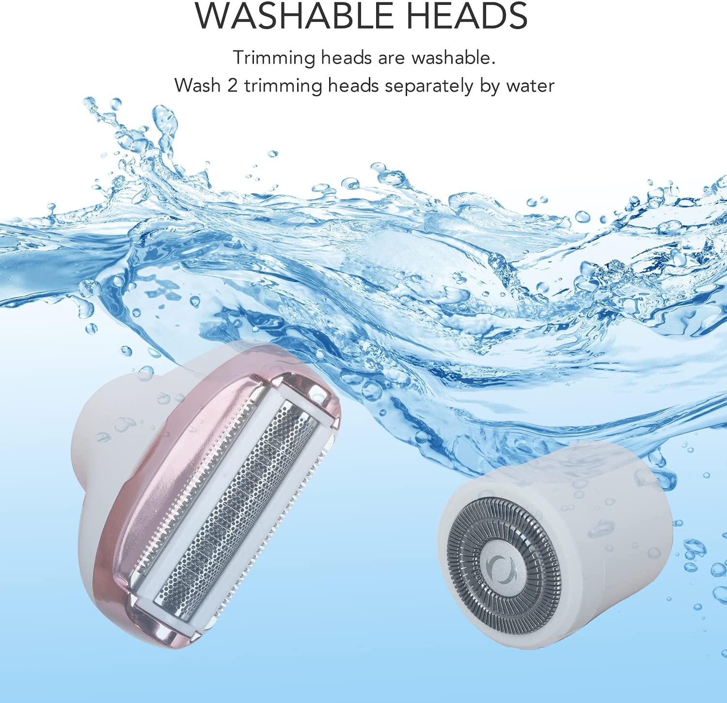 Women's Electric Razor & Hair Trimmer - Painless 2-in-1 Shaver with ...