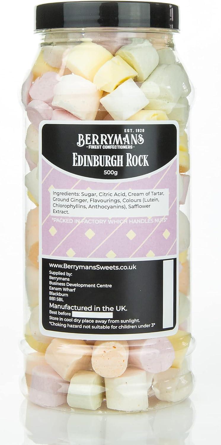 Original Edinburgh Rock Retro Sweets Gift Jar by Berrymans Sweet Shop ...