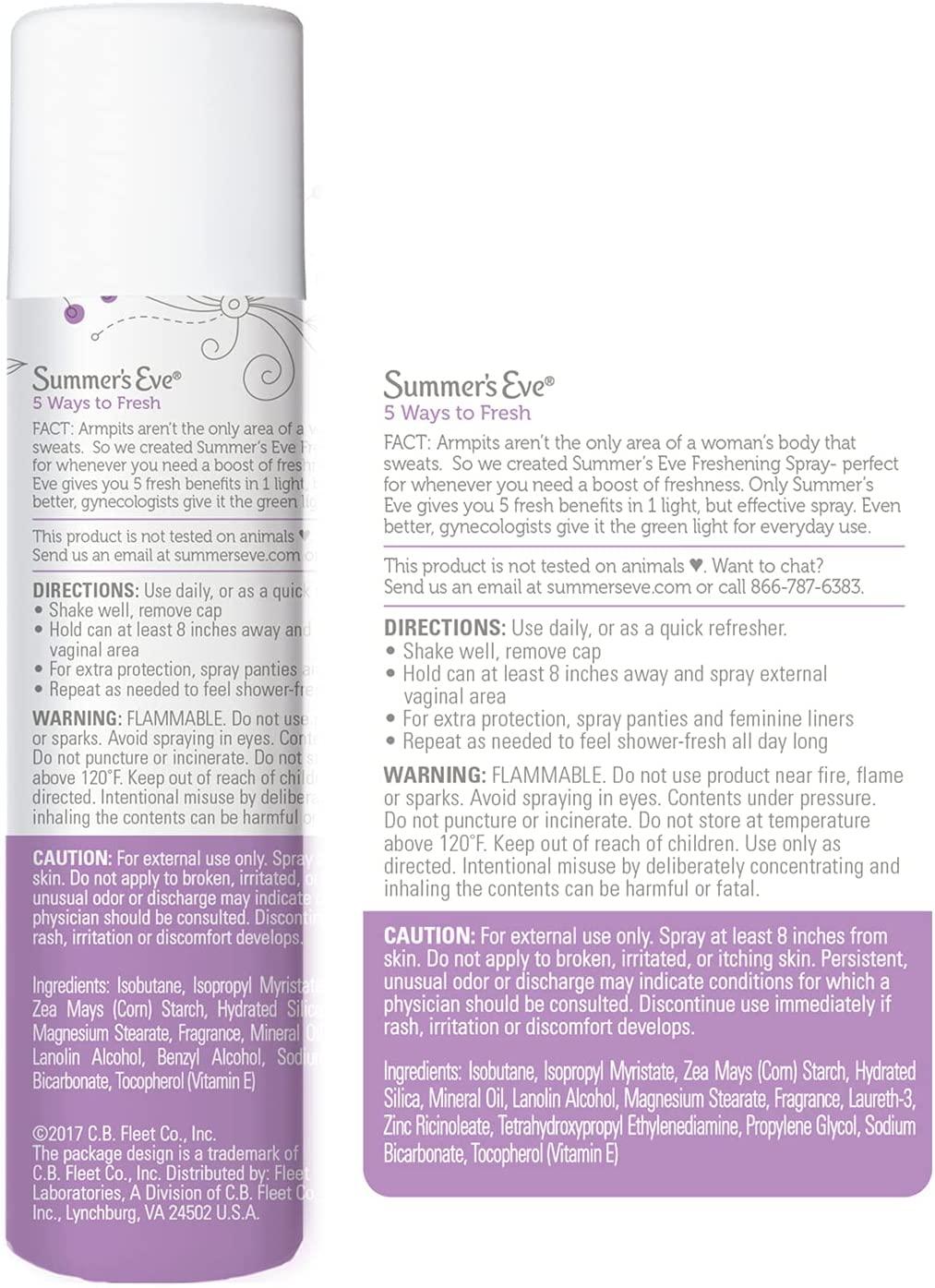 Summer's Eve Freshening Spray Ultra 2oz - Pack of 3 | Feminine Hygiene ...