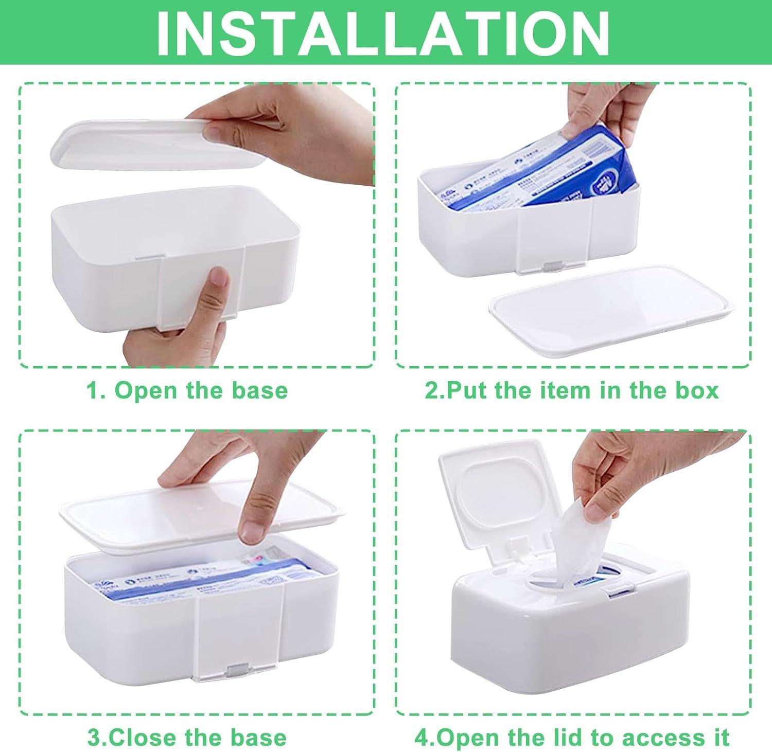 Funmo 2 pcs Wet Wipe Dispenser Box with Lid - For Home, Office, and Car ...