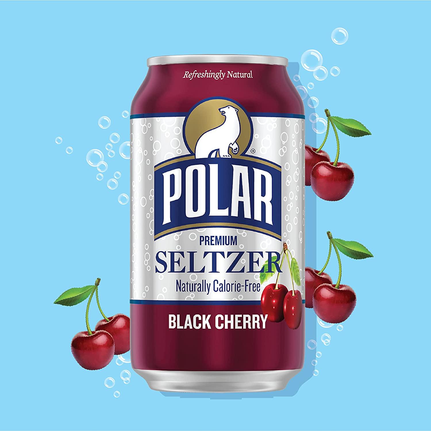 Polar Seltzer Water Black Cherry 12 fl oz Cans - 24 Pack - Refreshing ...