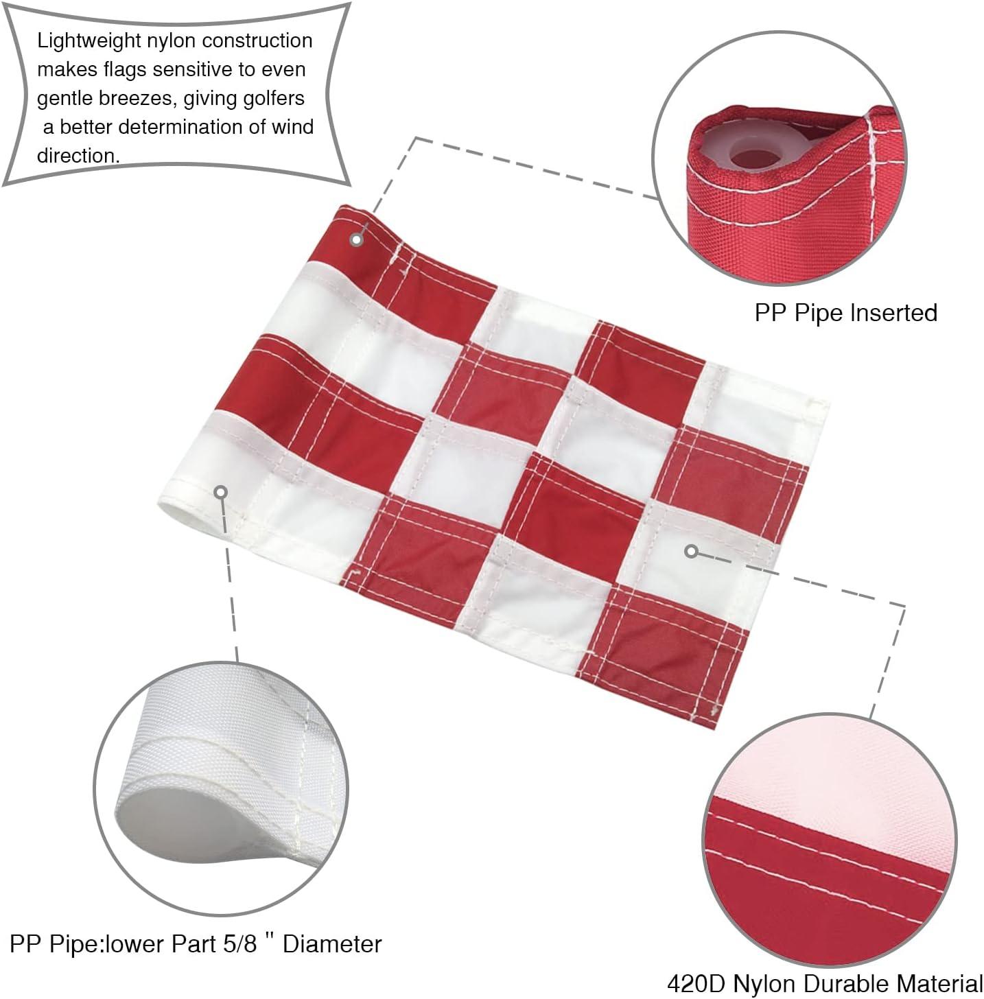 Checkered Golf Flags 8x6 Mini Putting Green Flags - 3 Pack Red/White ...