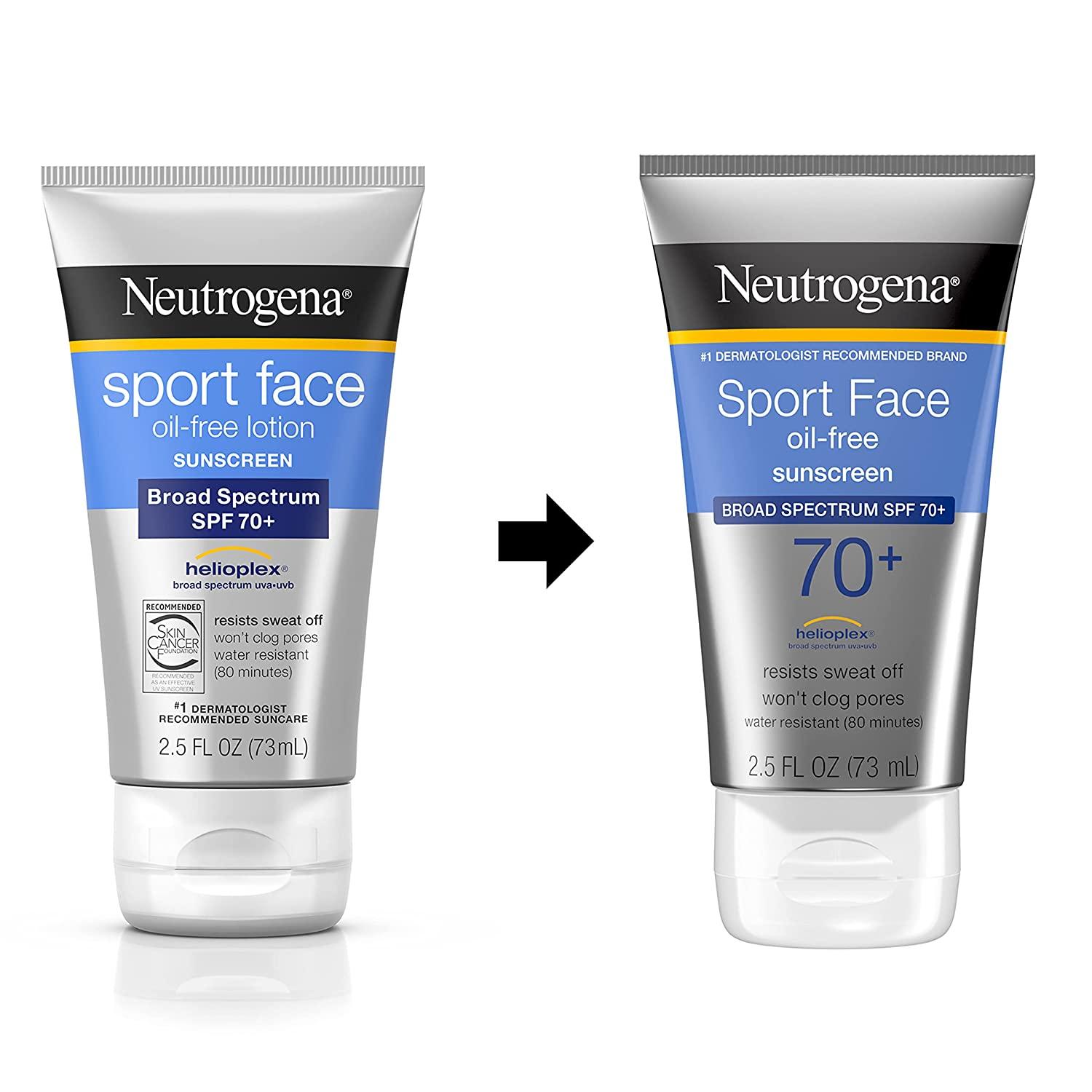 Neutrogena Sport Face Sunscreen SPF 70+ | Oil-Free, Sweat-Resistant, 2. ...