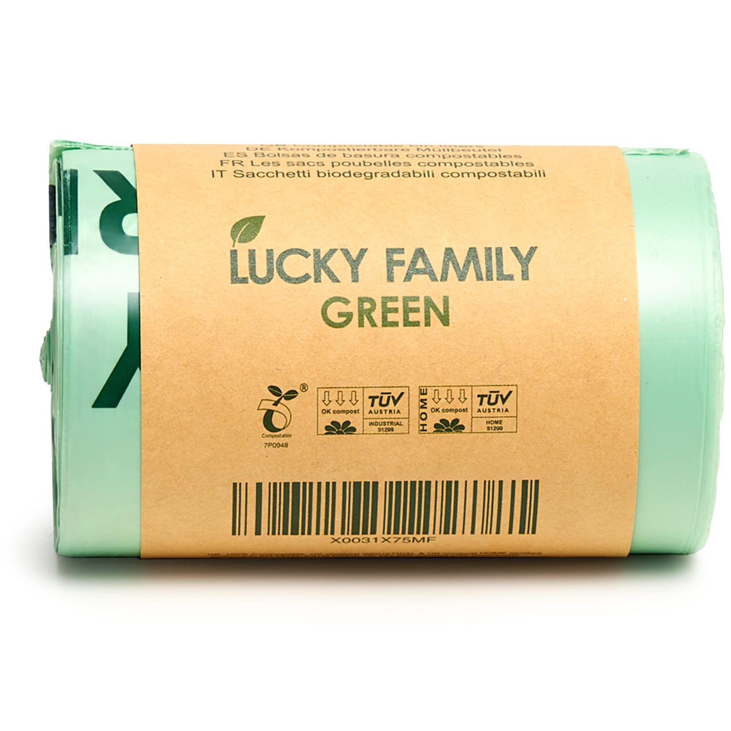 Lucky Family Green Compost Bags for Kitchen Countertop Bin 1.3 up to 1. ...
